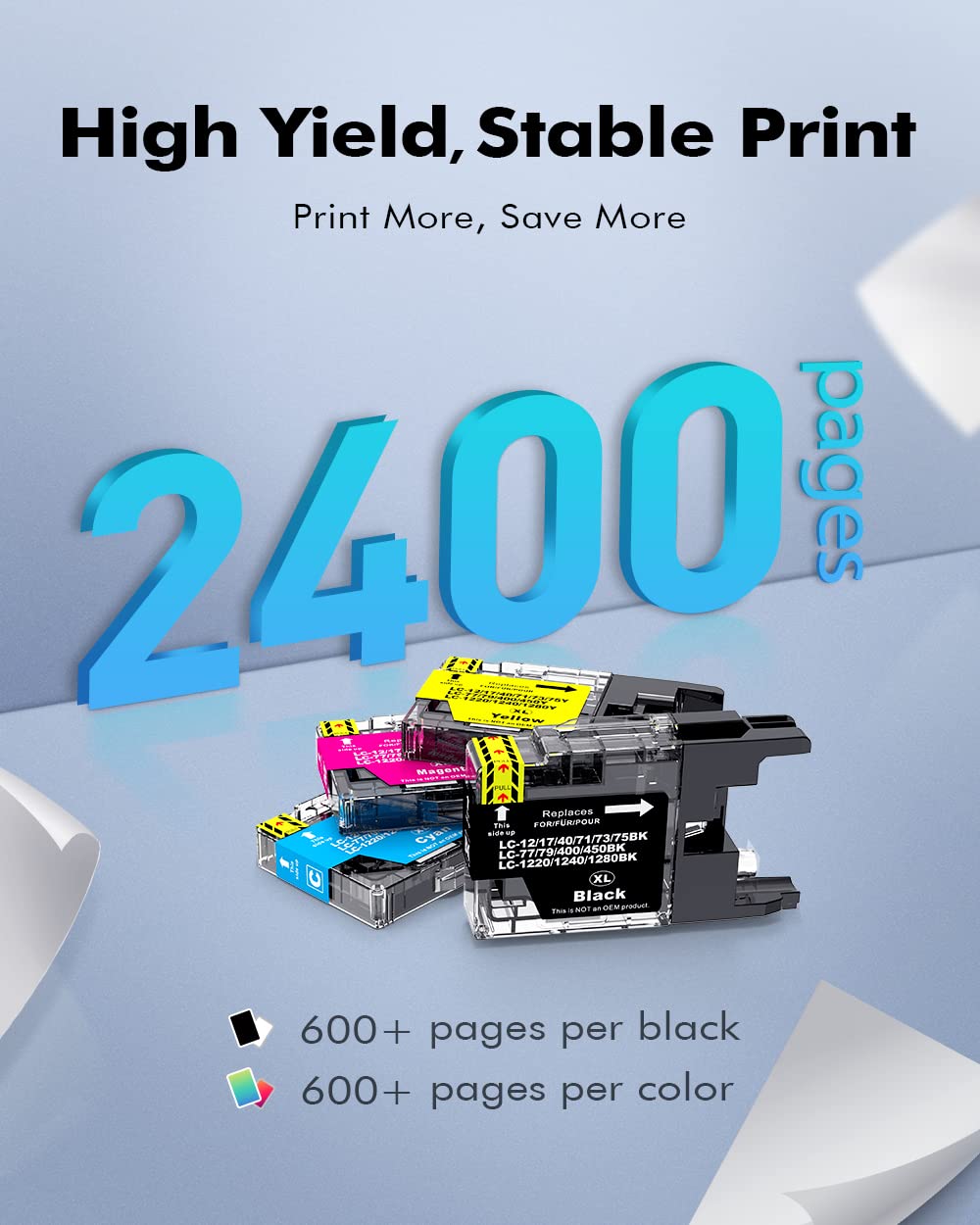 INK4U Compatible LC75 Ink Cartridges Replacement for Brother LC75 LC71 LC79 XL for MFC-J6510DW MFC-J6710DW MFC-J6910DW MFC-J280W MFC-J425W MFC-J430W Printer(5 Black,3 Cyan,3 Magenta,3 Yellow,14 Pack)
