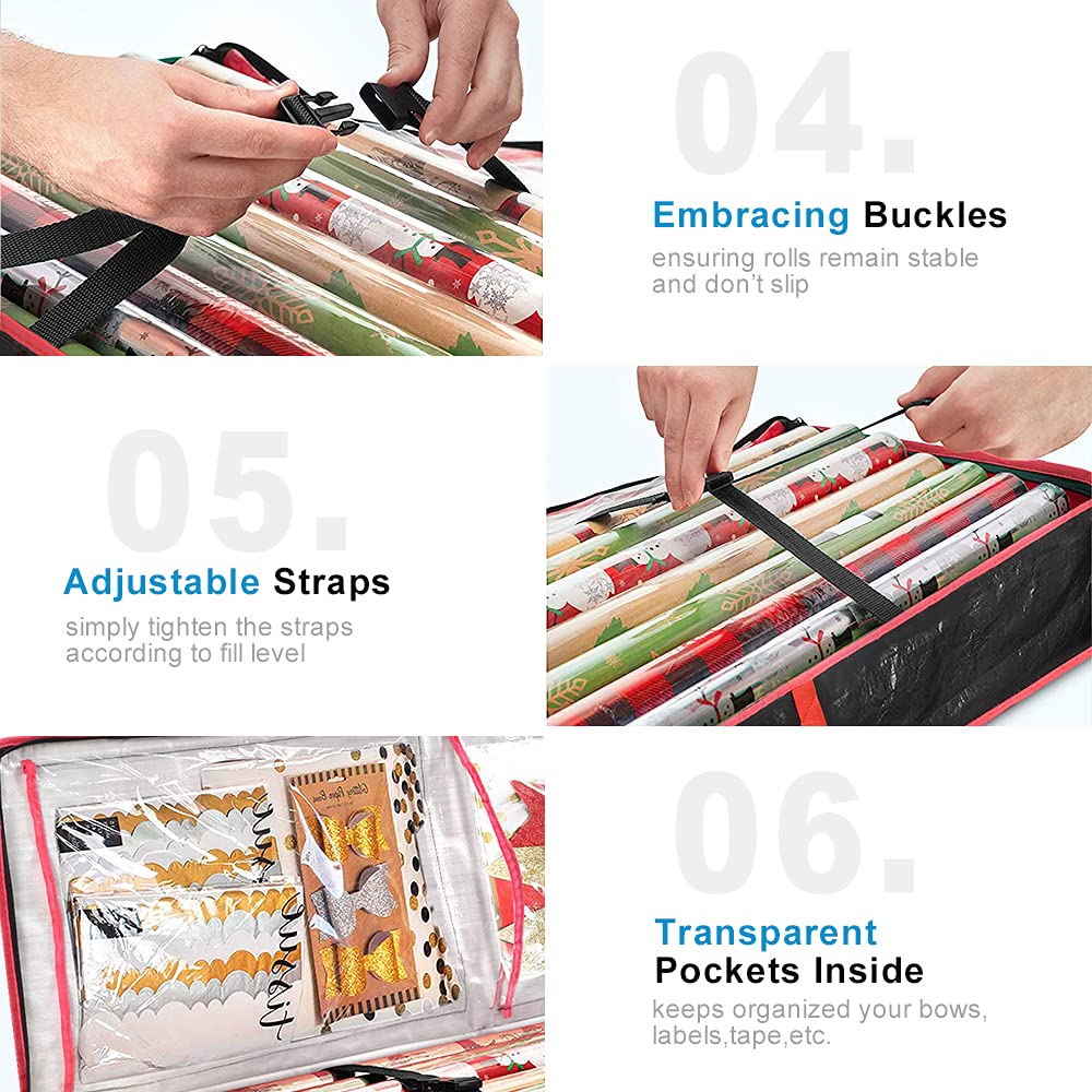 BoxLegend Wrapping Paper Storage Container β Fits up to 20 Rolls 1 3/8β Diam. - Underbed Gift Wrap Organizer Bags, Wrapping Paper Rolls, Ribbon, and Bows - Under Bed