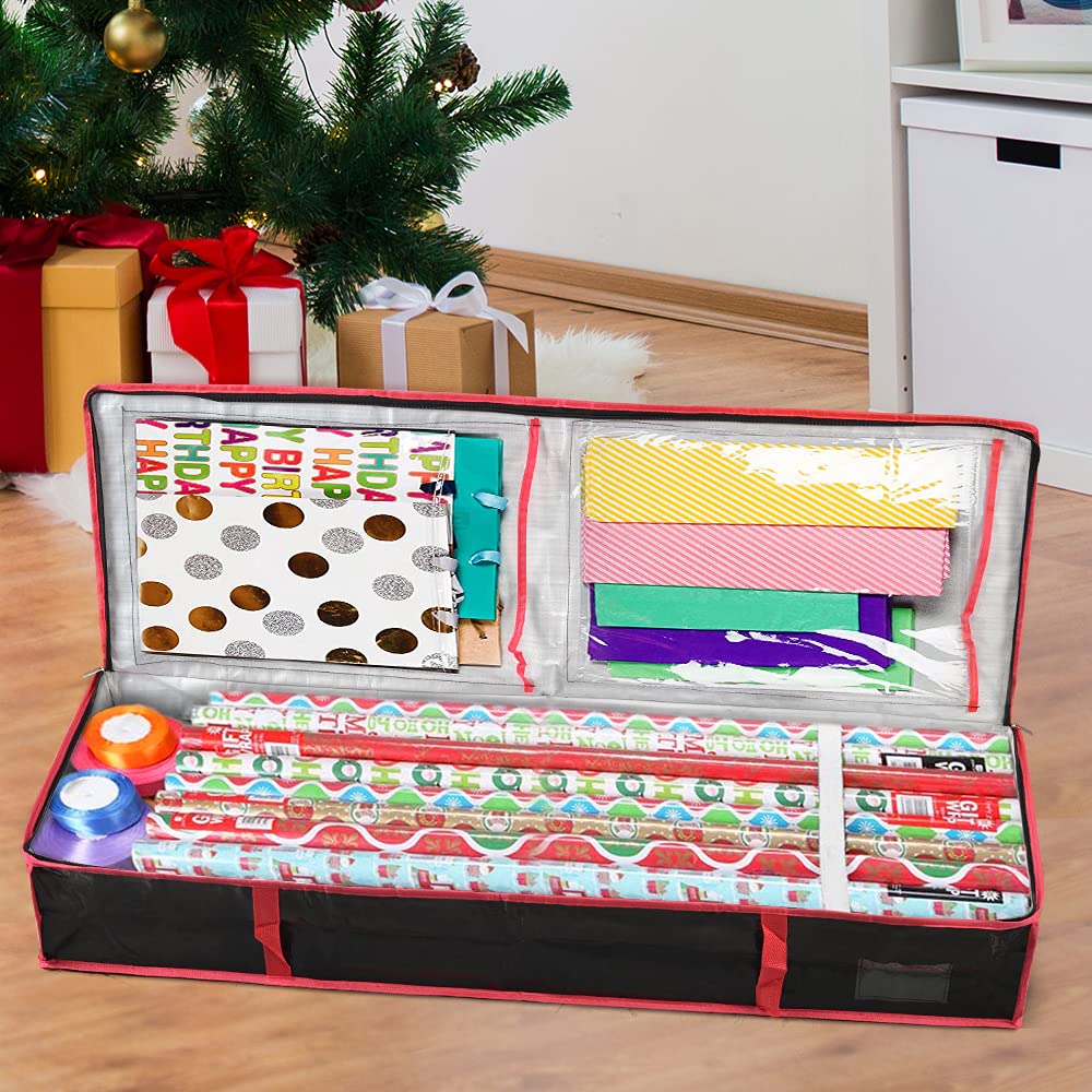 BoxLegend Wrapping Paper Storage Container β Fits up to 20 Rolls 1 3/8β Diam. - Underbed Gift Wrap Organizer Bags, Wrapping Paper Rolls, Ribbon, and Bows - Under Bed