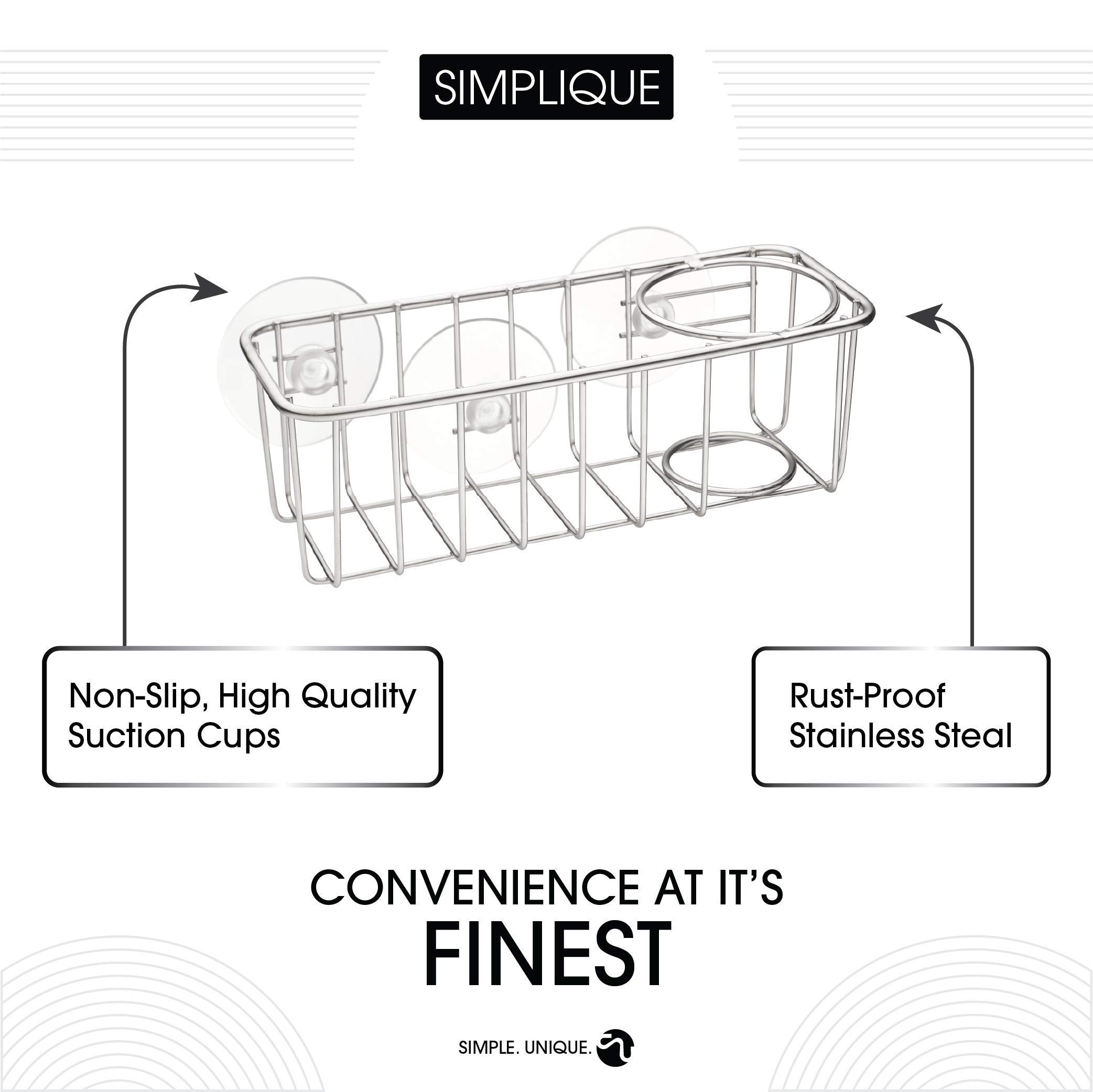 Simplique Sponge and Brush Holder Caddy For Kitchen Sink With Suction Cups
