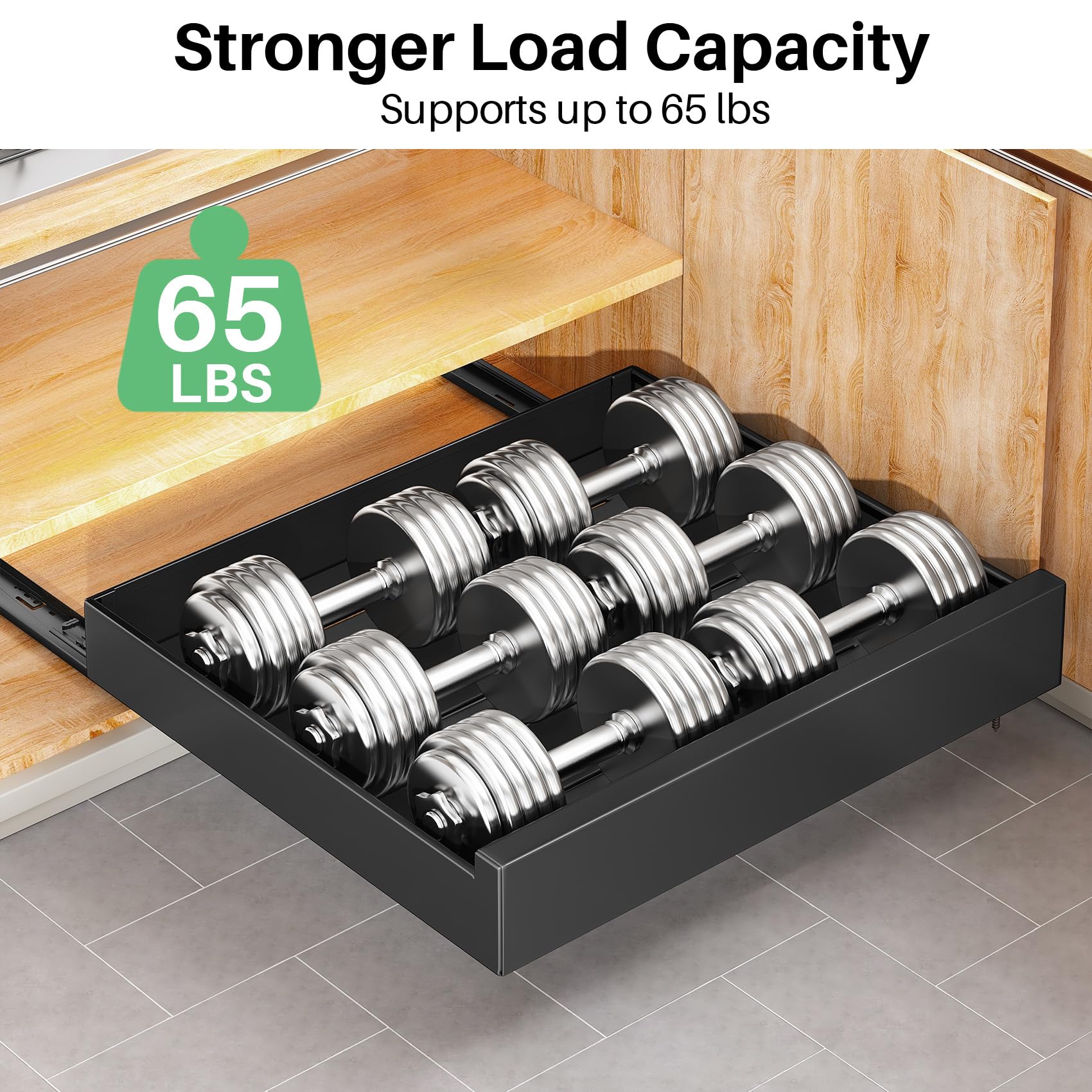 Pull out Cabinet Organizer, 21"Deep, Slide out Drawers for Kitchen Cabinets, Under Sink Pull-Out Home Organizers with Adhesive Nano Film Fixed, Sliding Cabinet for Bathroom, Pantry Storage Shelves