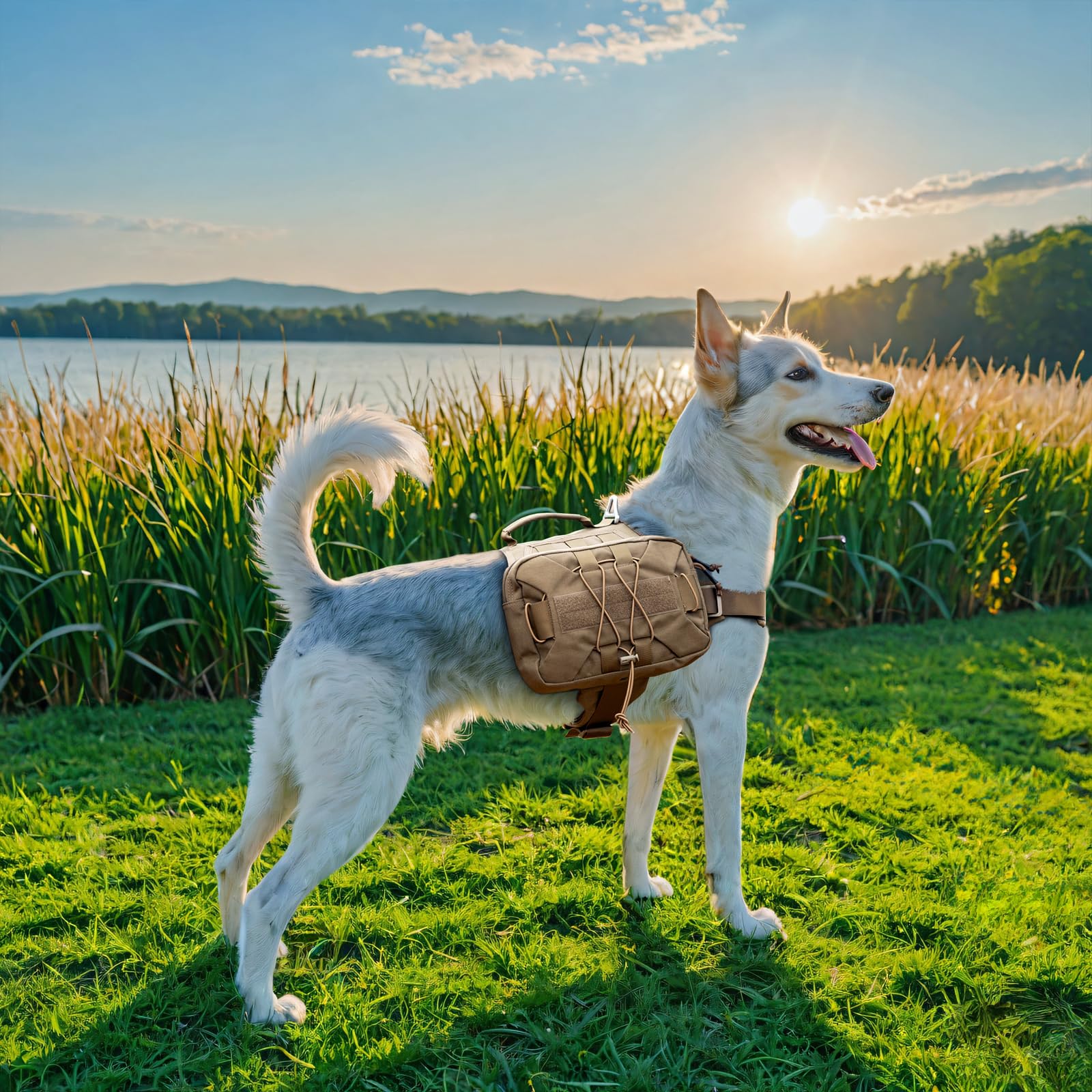 EXCELLENT ELITE SPANKER Dog Pack Hound Dog Saddle Bag Backpack for Travel Camping Hiking Medium & Large Dog with 2 Capacious Side Pockets(Gry-L)