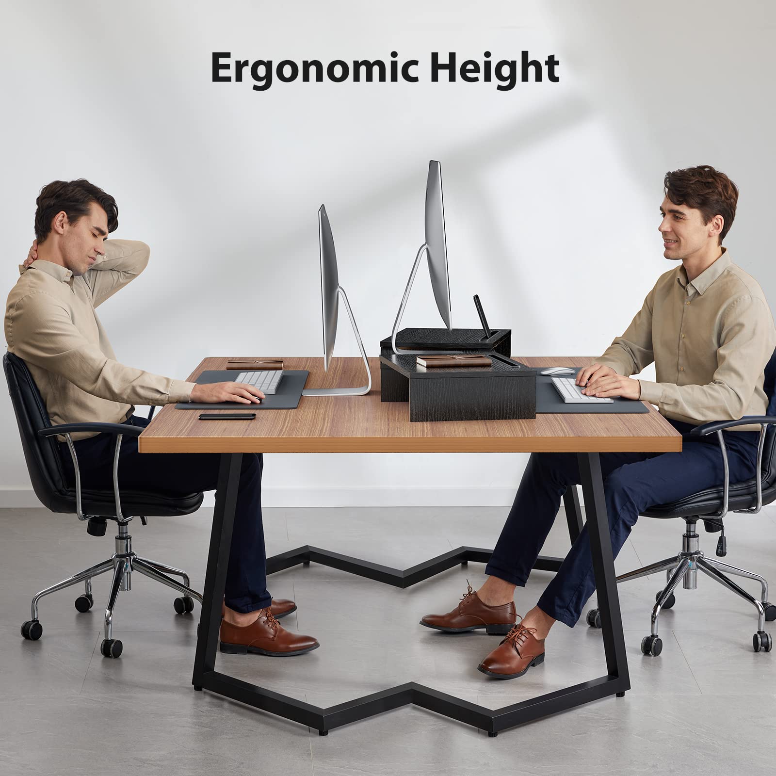 LORYERGO Dual Monitor Stand - Monitor Stand Riser, Adjustable Computer Stand w/Slot for Tablet & Cellphone,Computer Riser w/Big Storage, Dual Monitor Riser for PC, Computer, Laptop, Printer