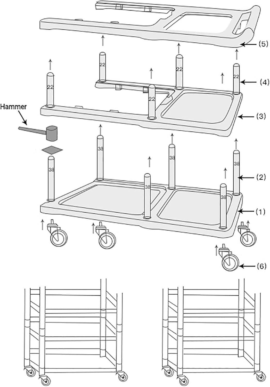 Storage Cart 3 Tier Heavy Duty Commercial Grade Utility Cart,Carts With Wheels,Multi-Function Mobile Shelving Unit Organizer for Hotel,Restaurant,Kitchen, Bedroom,Laundry Room( Size : 88*46.5*94 cm )