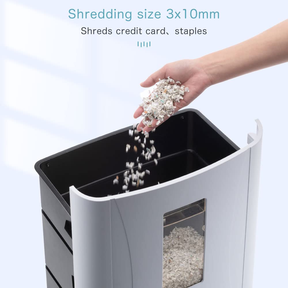 iOCHOW Auto Feed Paper Shredder: 150-Sheet Micro Cut Security Level P-4 Shreds Document & Credit Card Quiet Commercial Heavy Duty Shredder Continuous Running Time 30 Mins with 6.6 Gallon Pull-Out Bin