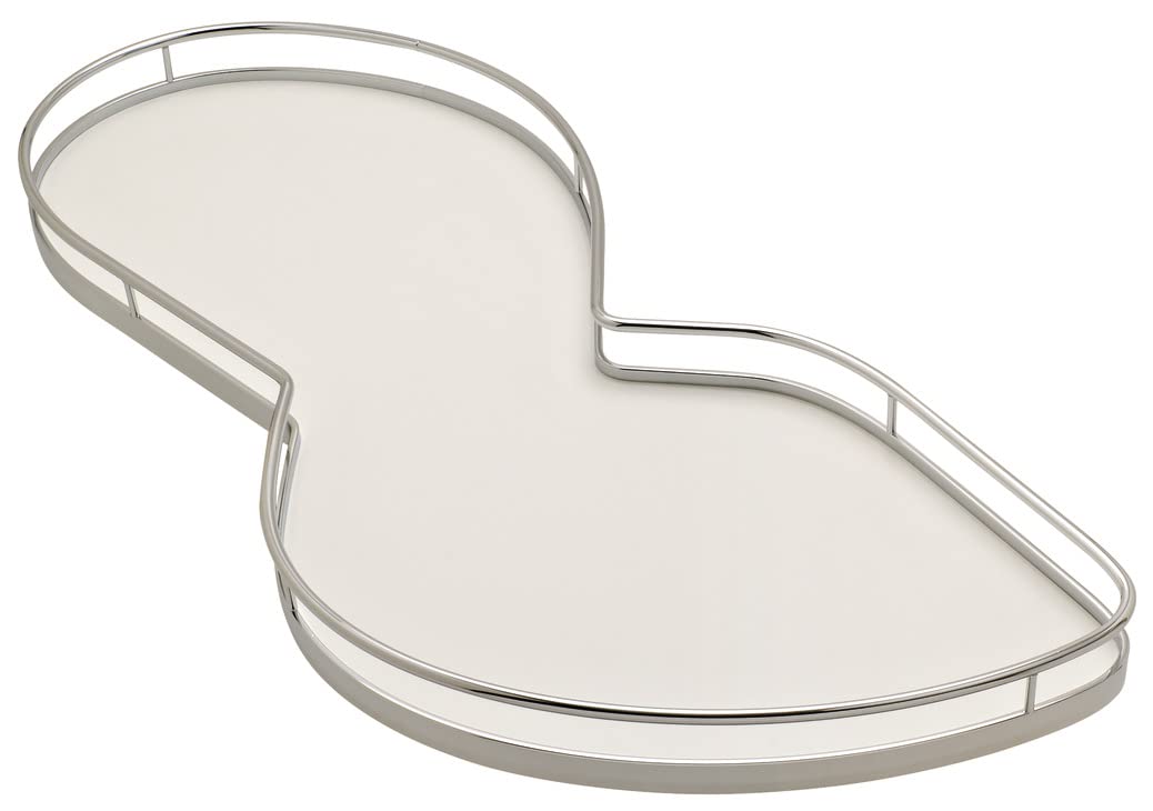 Lemans II Set 2-Shelf Lazy Susan with Soft-Close for Blind Base Corner Cabinets, Chrome and White (574 sq. Model 40, Tray Size: 12", Swings Right)