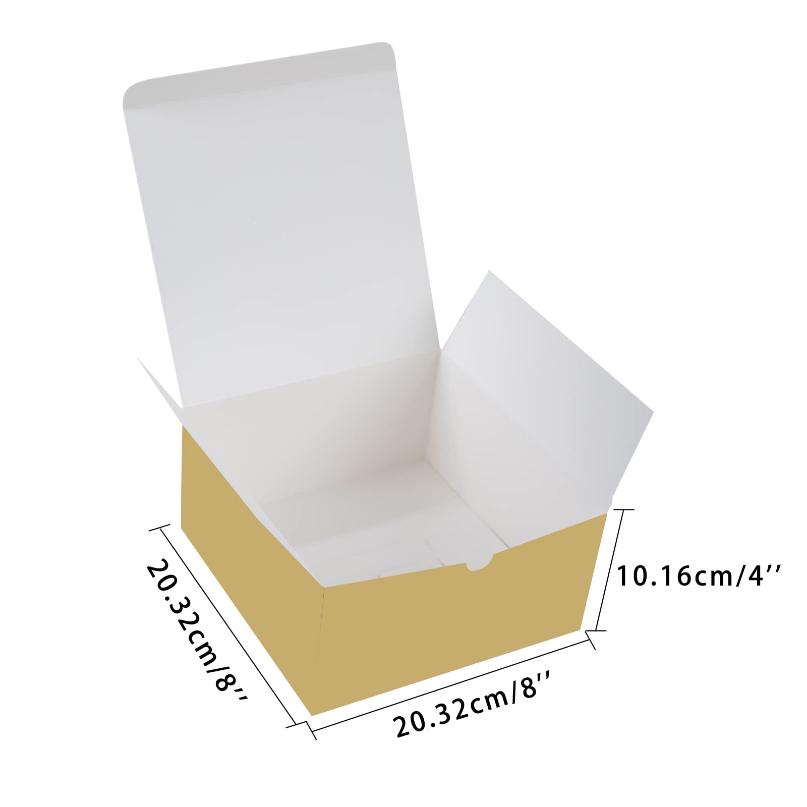 komstuon Gold Gift Boxes for Presents, 10 Pack 8 x 8 x 4 Inch Gift Boxes, Cardboard Gift Boxes with Lid, Bridesmaid Proposal Boxes, Square Paper Gift Box for Birthday, Father's Day, Christmas