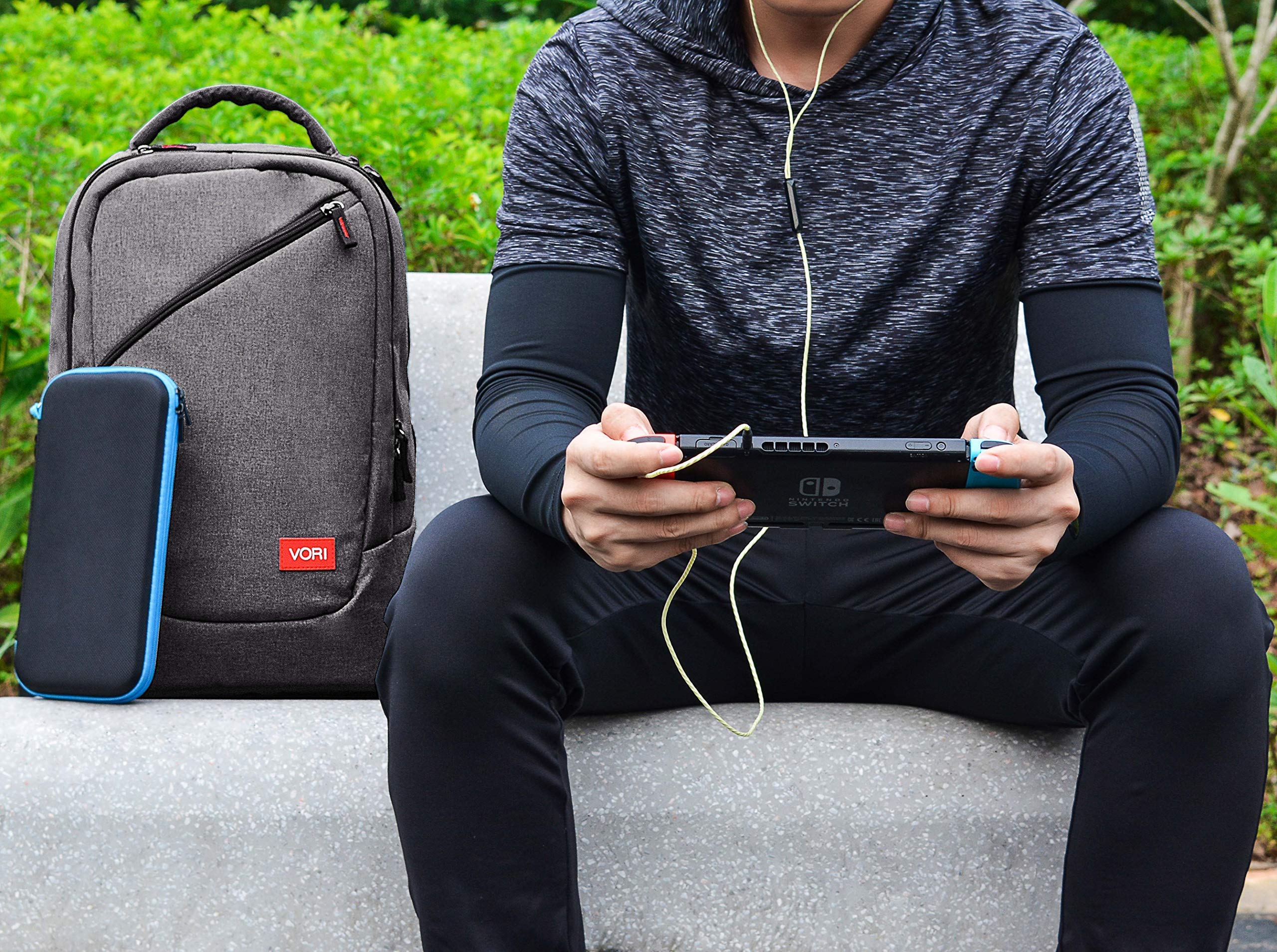 VORI Game Elite Traveling Backpack for Nintendo Switch and Switch OLED Model 2021, Portable Carrying Storage Bag for PS4 Slim and Xbox ONE, Protective Design for Home Storage and Travel, Grey