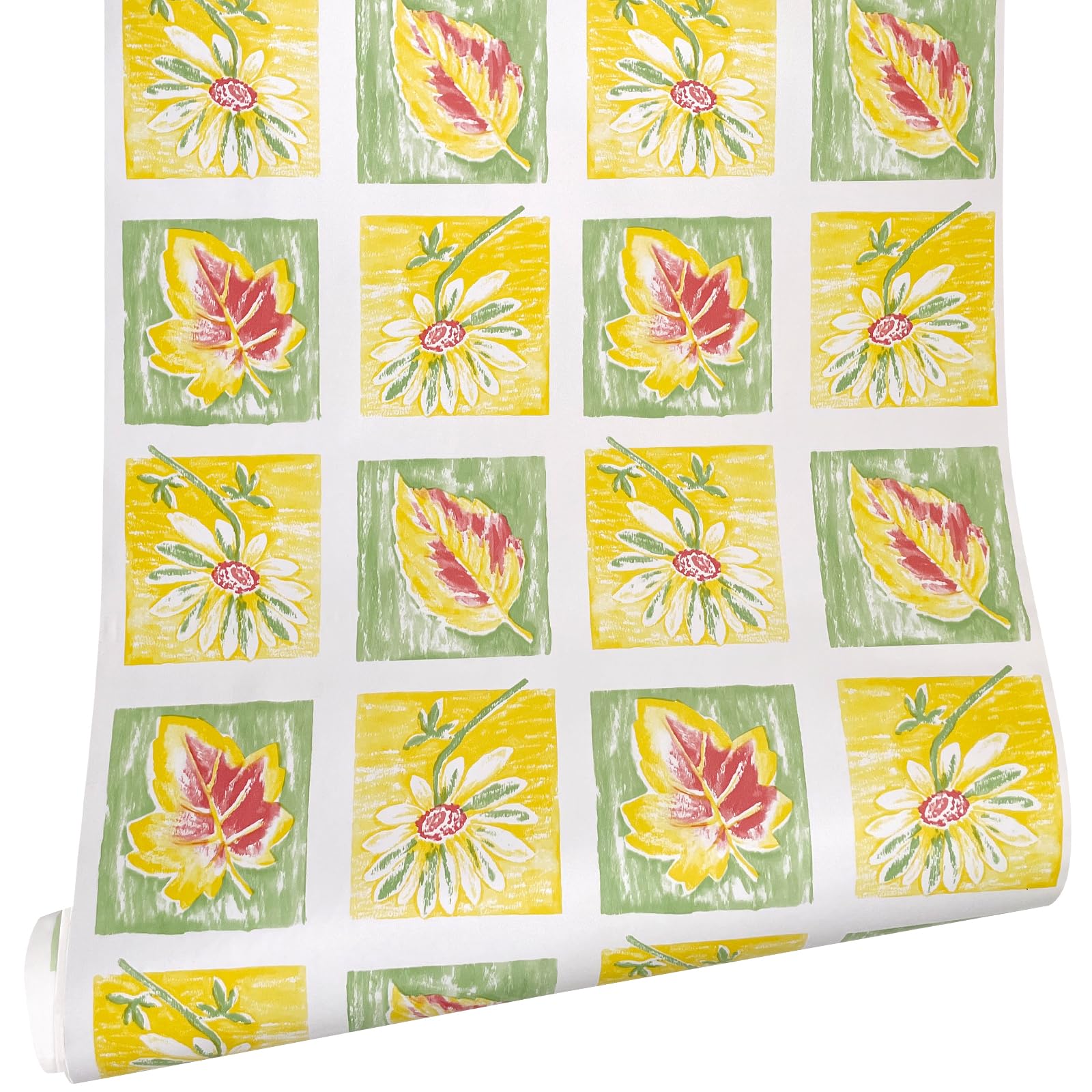 Yifely Yellow Leaf Sunflower Countertops Decor Paper Self-Adhesive Vinyl Shelf Drawer Liner 17.7 Inch by 9.8 Feet