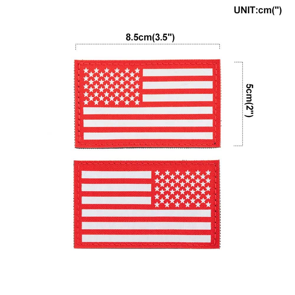 EXCELLENT ELITE SPANKER 2 Pcs American Flag Patch Reflective USA Flags Patches PVC Tactical Patch for Backpack Vest Clothes Hat Patch Military Team Patch(Red)