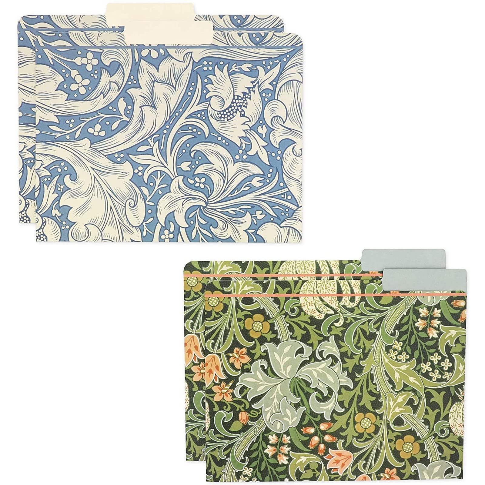 12 Pack William Morris Floral File Folders, Decorative 1/3 Cut Tab, Letter-Size Holders for Home Office in 6 Patterned Designs