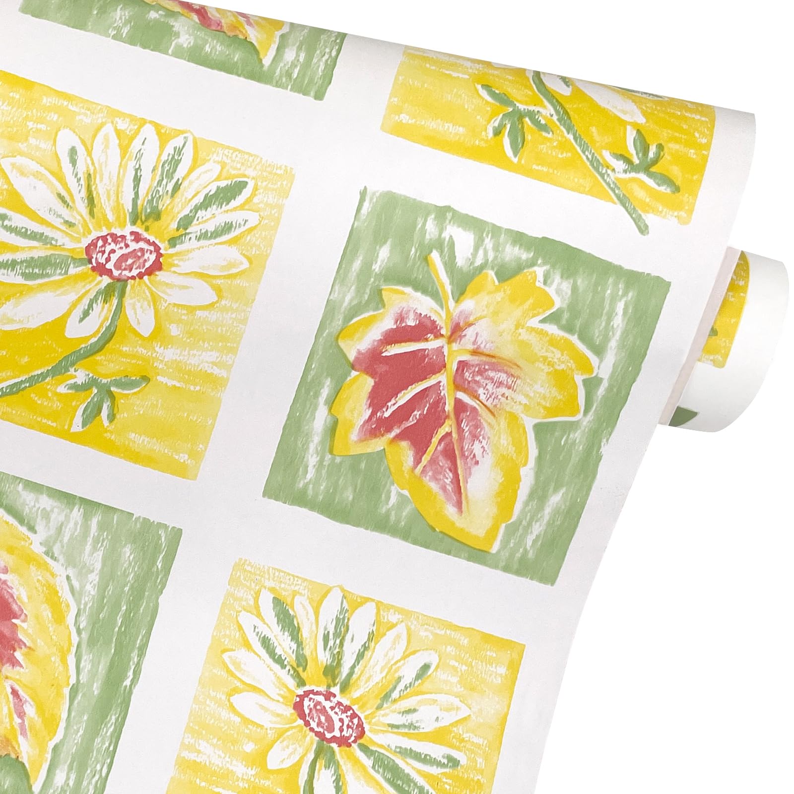 Yifely Yellow Leaf Sunflower Countertops Decor Paper Self-Adhesive Vinyl Shelf Drawer Liner 17.7 Inch by 9.8 Feet