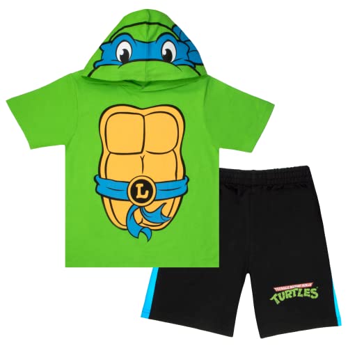 Nickelodeon Teenage Mutant Ninja Turtles Boys Character Costume 2-Piece Set, Short Sleeve Hoodie Tshirt & Shorts 2-Pack Bundle Set for Toddlers (Blue, Size 5/6)