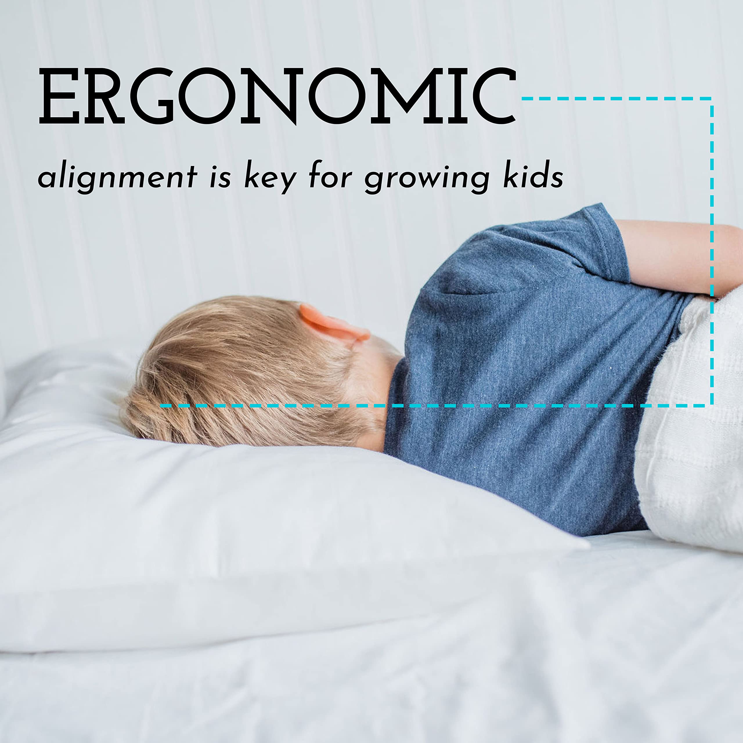 Little Sleepy Head Toddler Pillow 13" x 18" Soft Hypoallergenic - Best Pillow for Kids! Better Neck Support and Sleeping! Better Naps in Bed, a Crib, or at School! Makes Travel Comfier! (Pillow Only)