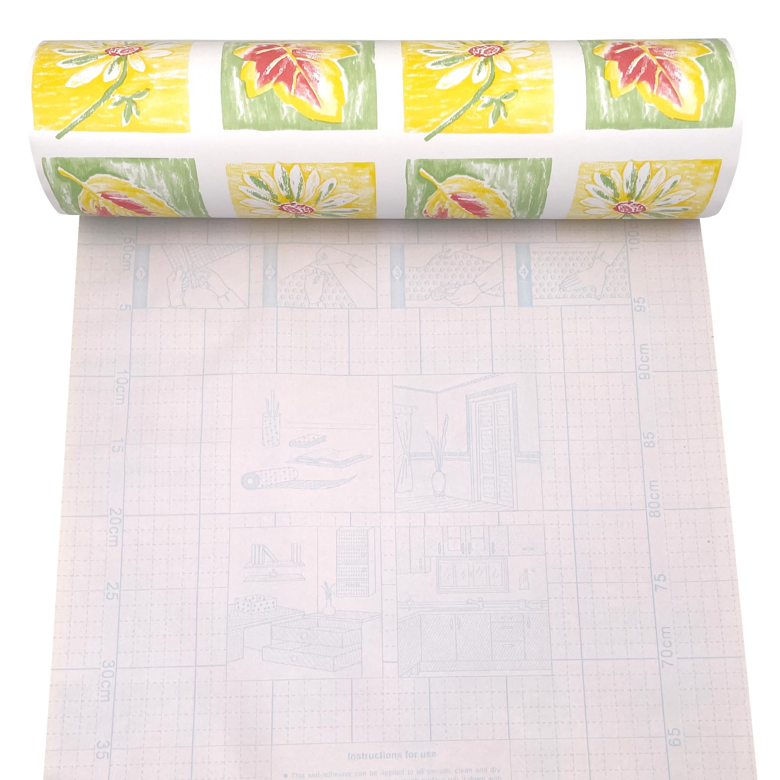 Yifely Yellow Leaf Sunflower Countertops Decor Paper Self-Adhesive Vinyl Shelf Drawer Liner 17.7 Inch by 9.8 Feet