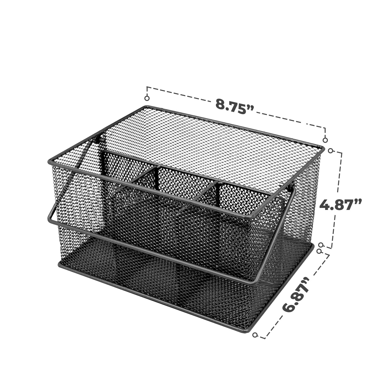 Sorbus® Utensil Caddy — Silverware, Napkin Holder, and Condiment Organizer — Multi-Purpose Steel Mesh Caddy—Ideal for Kitchen, Dining, Entertaining, Tailgating, Picnics, and Much More (Black)