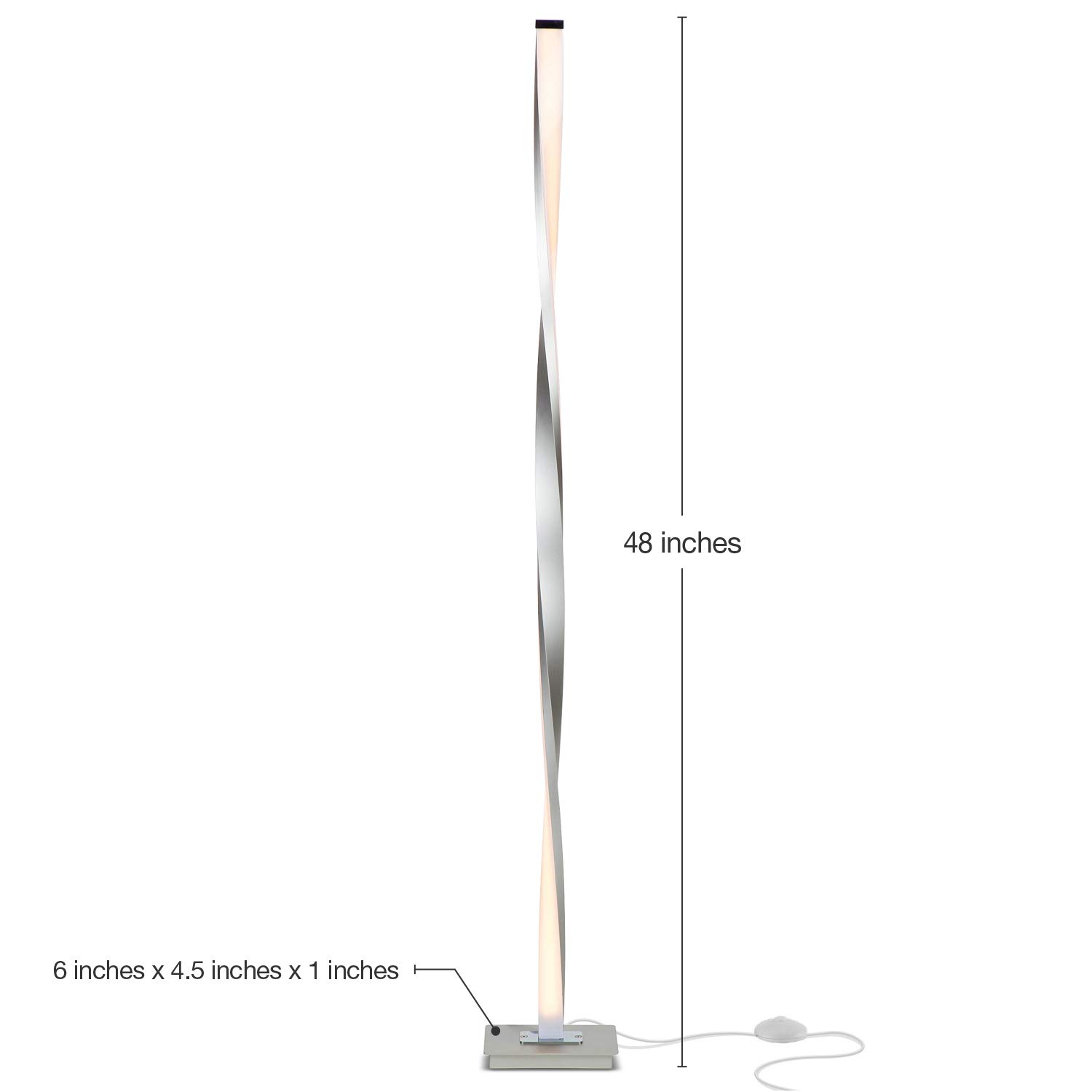 Brightech Helix LED Floor lamp, Bright Floor Lamp for Living Rooms & Bedrooms, 48" Tall Pole Lamp, Dimmable Standing Lamp - Platinum Silver