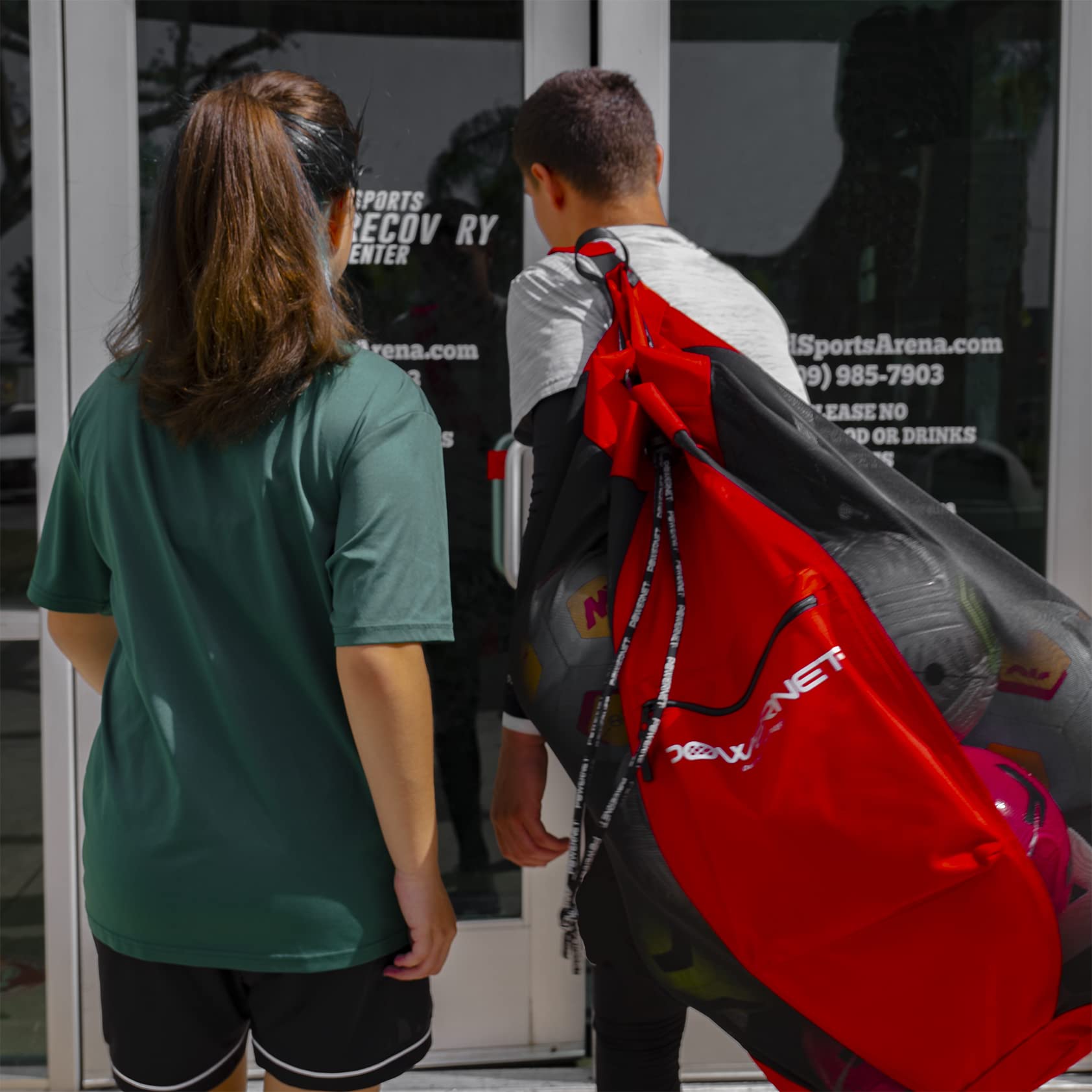 PowerNet Mesh Bag Ball Storage for Soccer, Football & Volleyball, Ball Bag with Exterior Valuables Pocket, Training Equipment Storage Ideal for Teams and Coaches