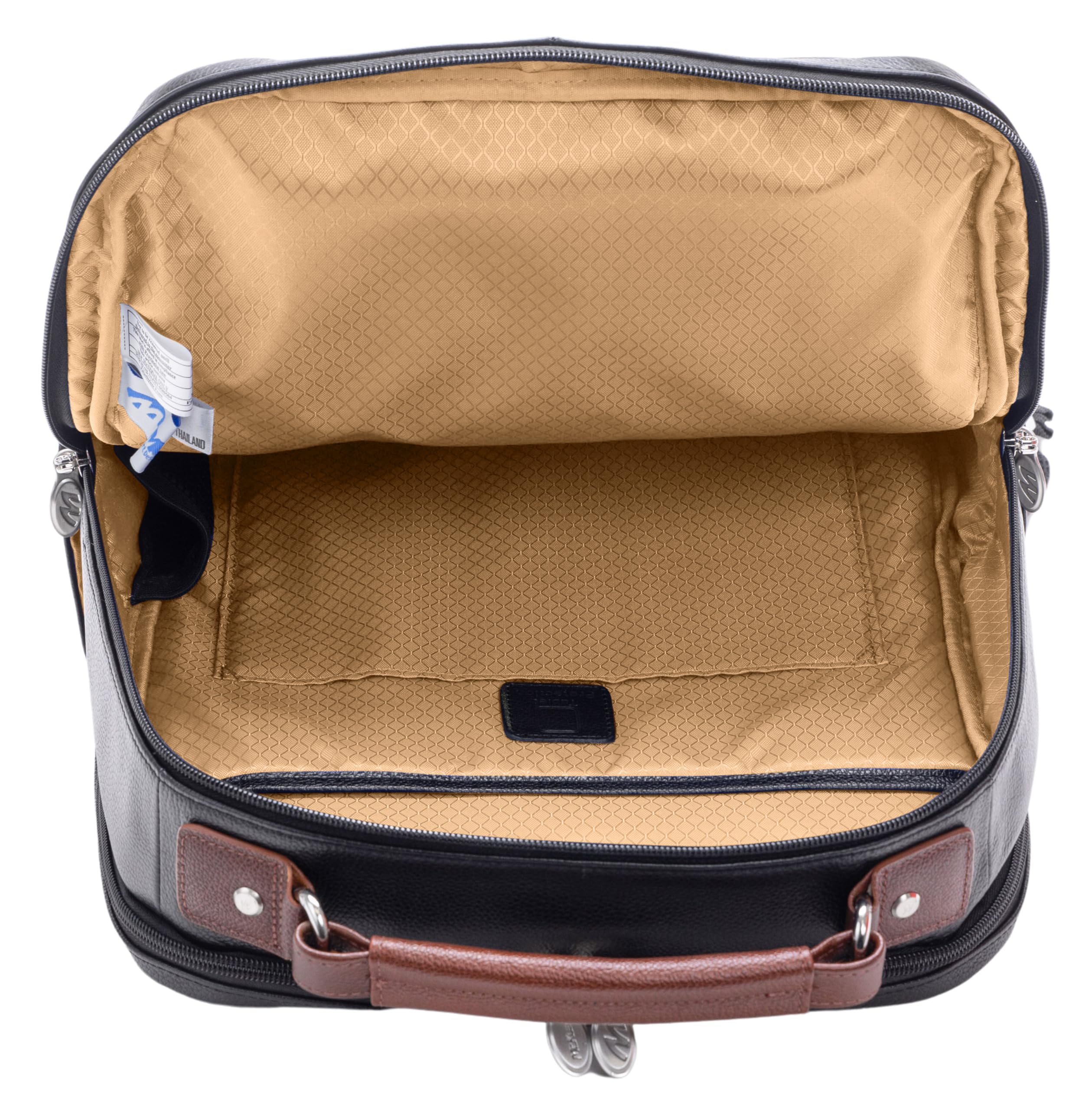 McKleinUSA Logan Pebble Grain Calfskin Leather 17" Leather Two-Tone Dual-Compartment Laptop & Tablet Backpack Black (19082)
