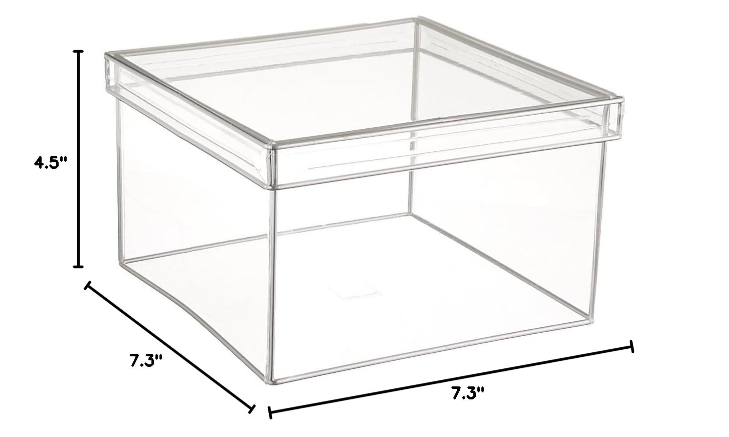Design Ideas Lookers Box, 7.3" x 7.3" x 4.5" Soft Vinyl Storage Bin with Lid, Clear PVC Plastic with Metal Wire Frame (Large)
