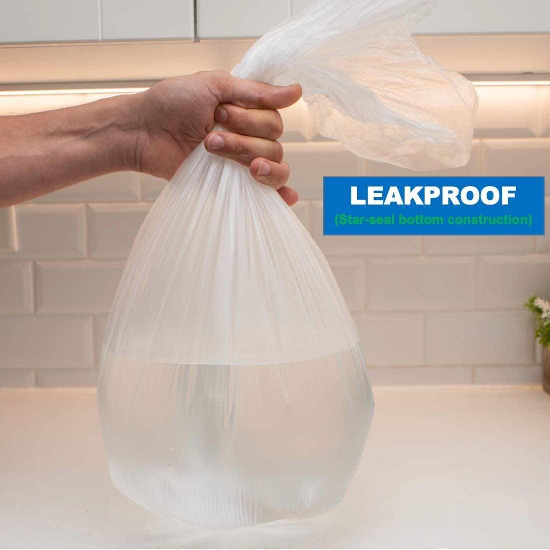 8 Gallon Medium Clear Trash Bags (110 Bags) Unscented 6 Gal 7 Gal Office Garbage Bags Small Paper Shredder Bags Plastic Wastebasket Trash Can Liners (110 Count)