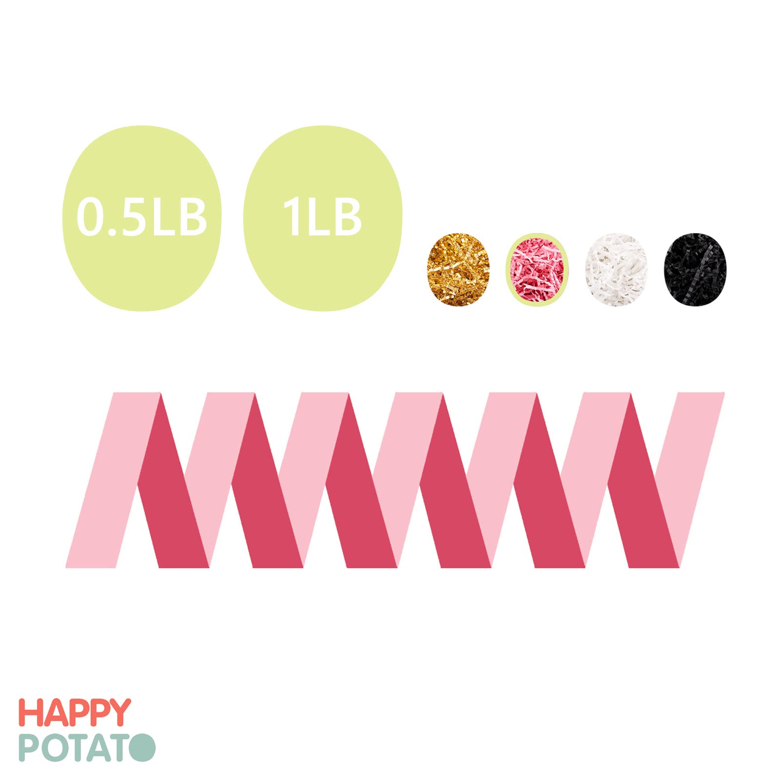 HAPPY POTATO 1 LB Gold Shredded Paper for Gift Baskets, Crinkle Cut Paper Shred Filler, Crinkle Paper for Gift Wrapping