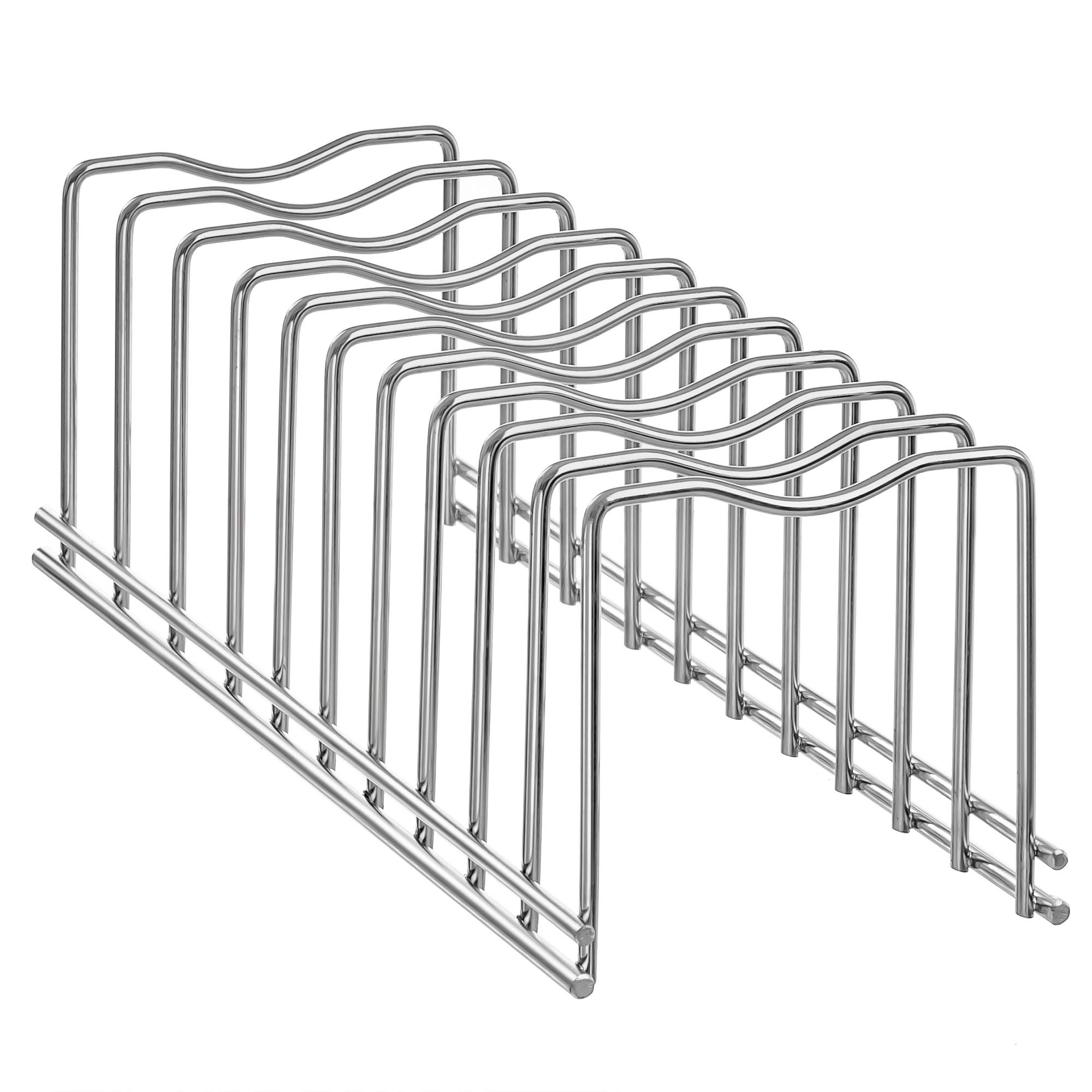 Slideep Pot Lid Holder Pan Lid Organizer Rack Cupboard Organizer Rack, Kitchen Organizer Rack for Pot Lids, Plates, Cutting Boards, Bakeware, Cooling Rack, Serving Trays, Stainless Steel, Pack of 2