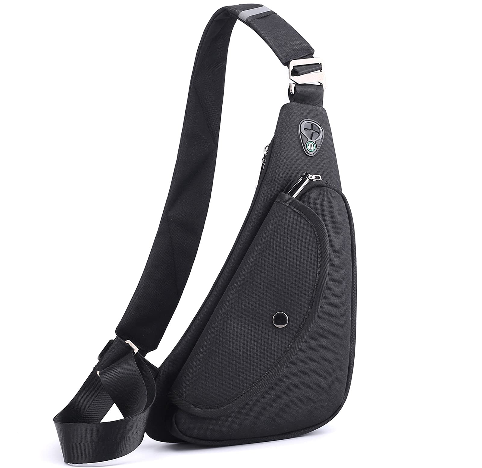 Peicees Shoulder Bag for Men Casual Sling Pack Women Mini Crossbody Chest Bags Men's Flip Small Backpack Lightweight Slim Durable Multipurpose Water Resistant (Black)