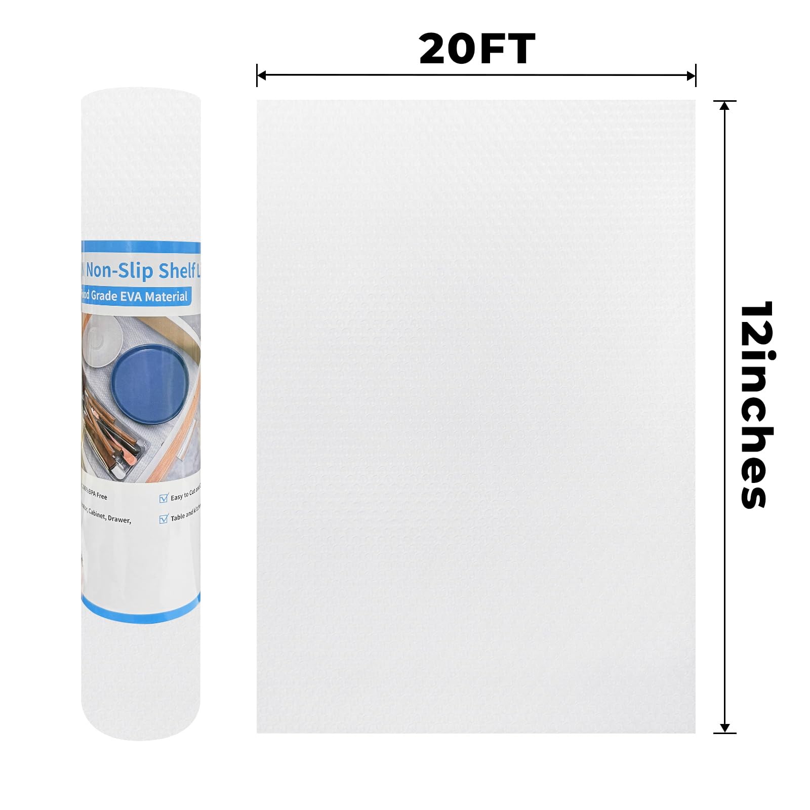 Kitchen Shelf Liner Non-Slip Cabinet Liner 12 in x 20 FT Washable Refrigerator Liners Oil-Proof Drawer Liners for Kitchen Dining Transparent
