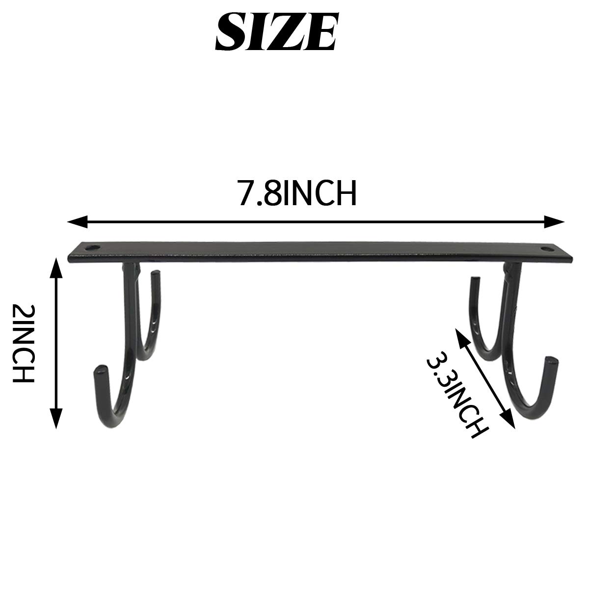 TIHOOD 4PCS Under Cabinet Mug Rack, Rustic Mug Organizer Rack Cup Holder Under Shelf 16 Hanging Hooks Rack for Mugs, Coffee Cups and Kitchen Utensils Display (4 Pack-16 Hooks)
