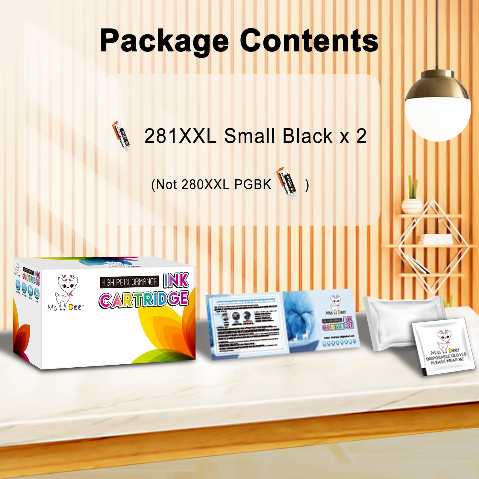 Miss Deer Compatible 281 Black Ink Cartridges Replacement for Canon CLI-281XXL CLI281XXL for Pixma TR7520 TR8520 TS6120 TS6220 TS8120 TS8320 TS9120 (Small Black) 2-Pack