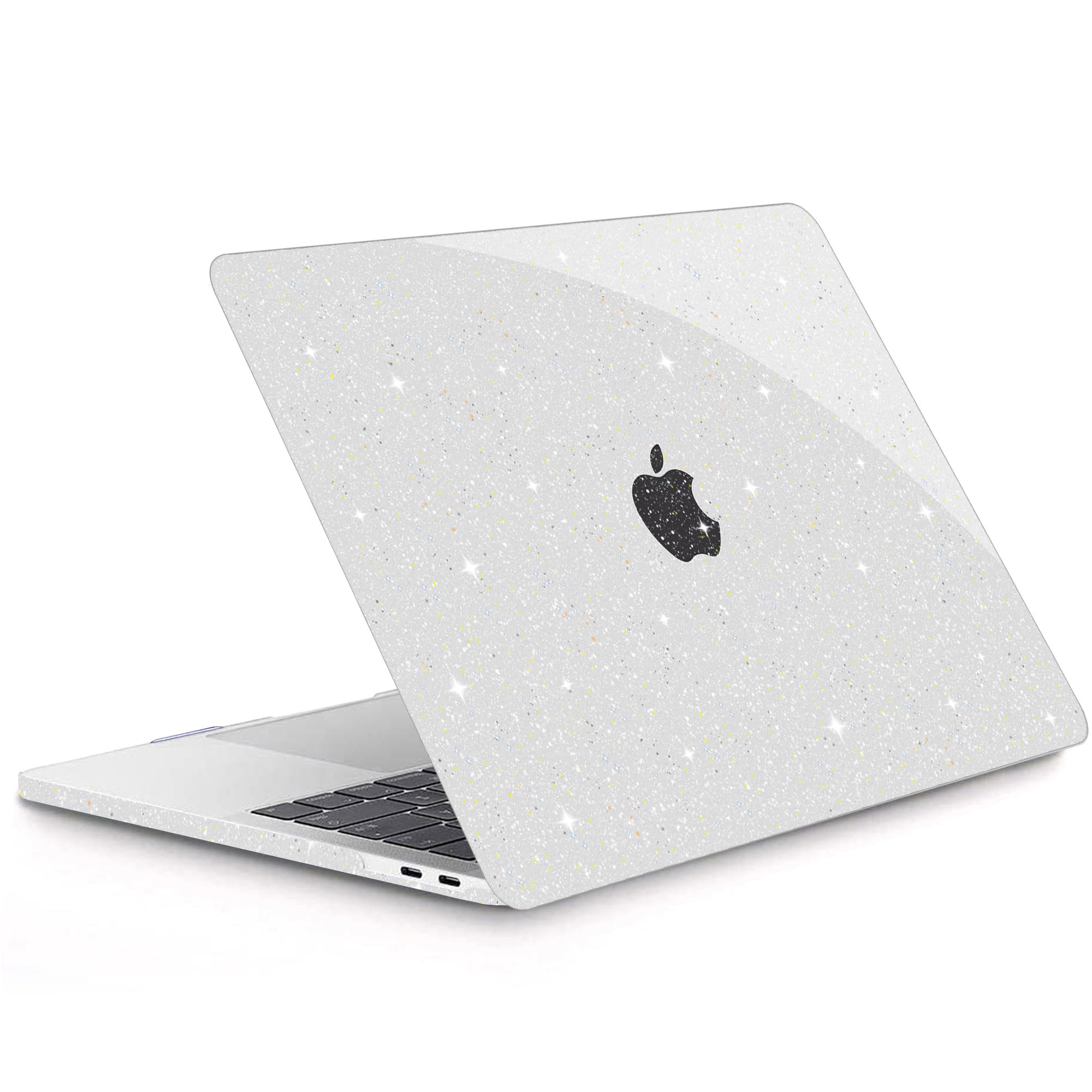 G JGOO Compatible with MacBook Air 13 Inch Case 2022 2021 2020 2019 2018 Release M1 A2337 A2179 A1932 Touch ID, Clear MacBook Air Case, Glitter Hard Shell Case + 2 Keyboard Cover + Screen Protector