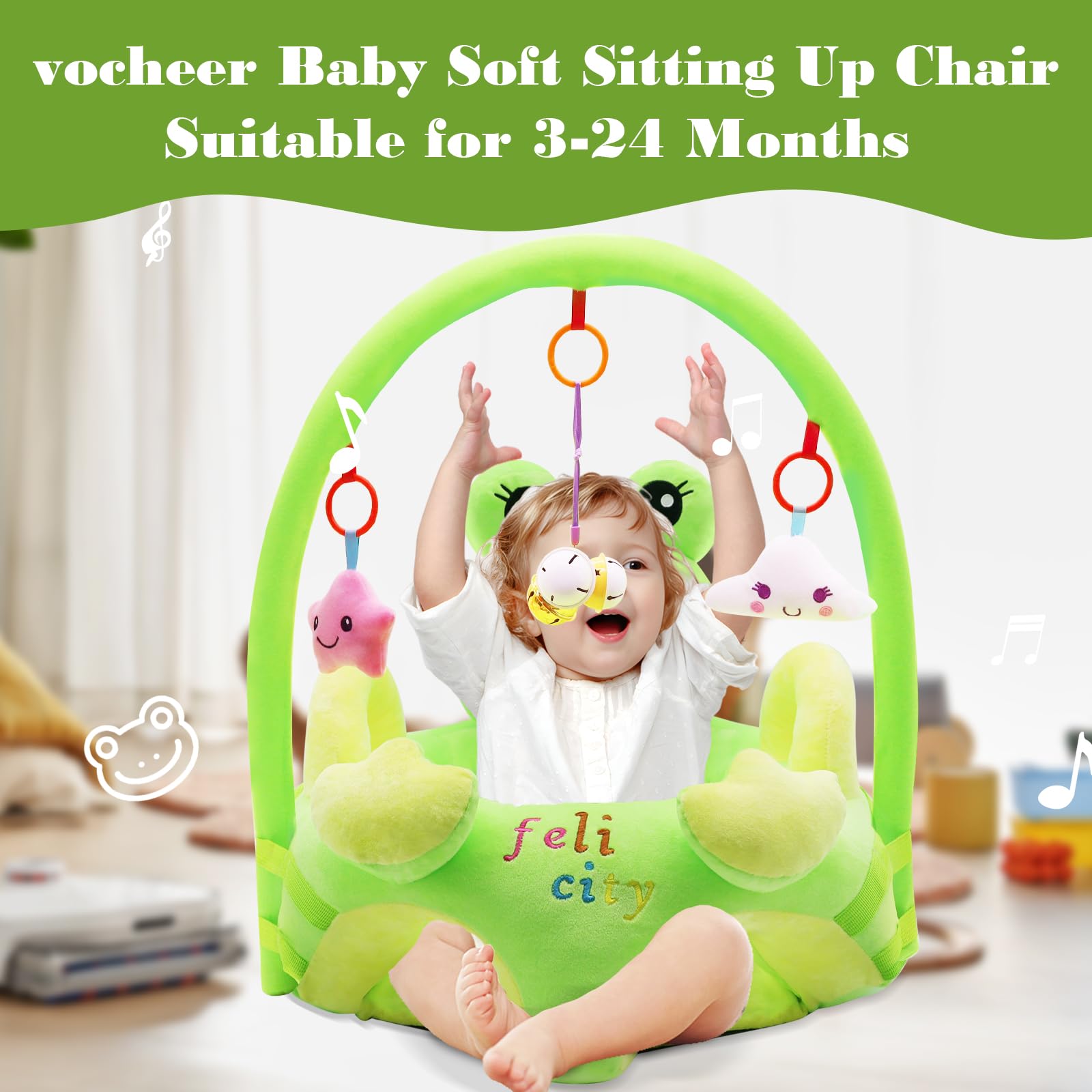 vocheer Baby Sitting Chair, Comfortable Infant Soft Plush Floor Support Seat Baby Learning to Sit Soft Animal Shaped Baby Sofa for Newborn(Radish Rabbit)