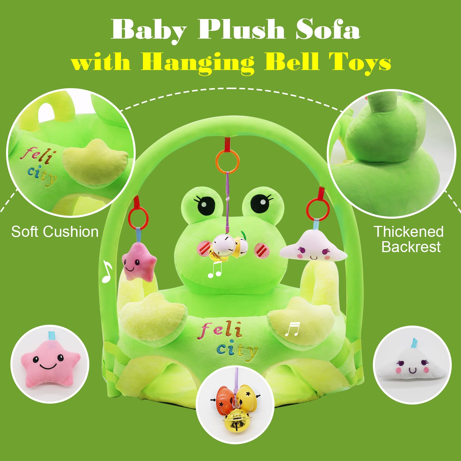 vocheer Baby Sitting Chair, Comfortable Infant Soft Plush Floor Support Seat Baby Learning to Sit Soft Animal Shaped Baby Sofa for Newborn(Radish Rabbit)