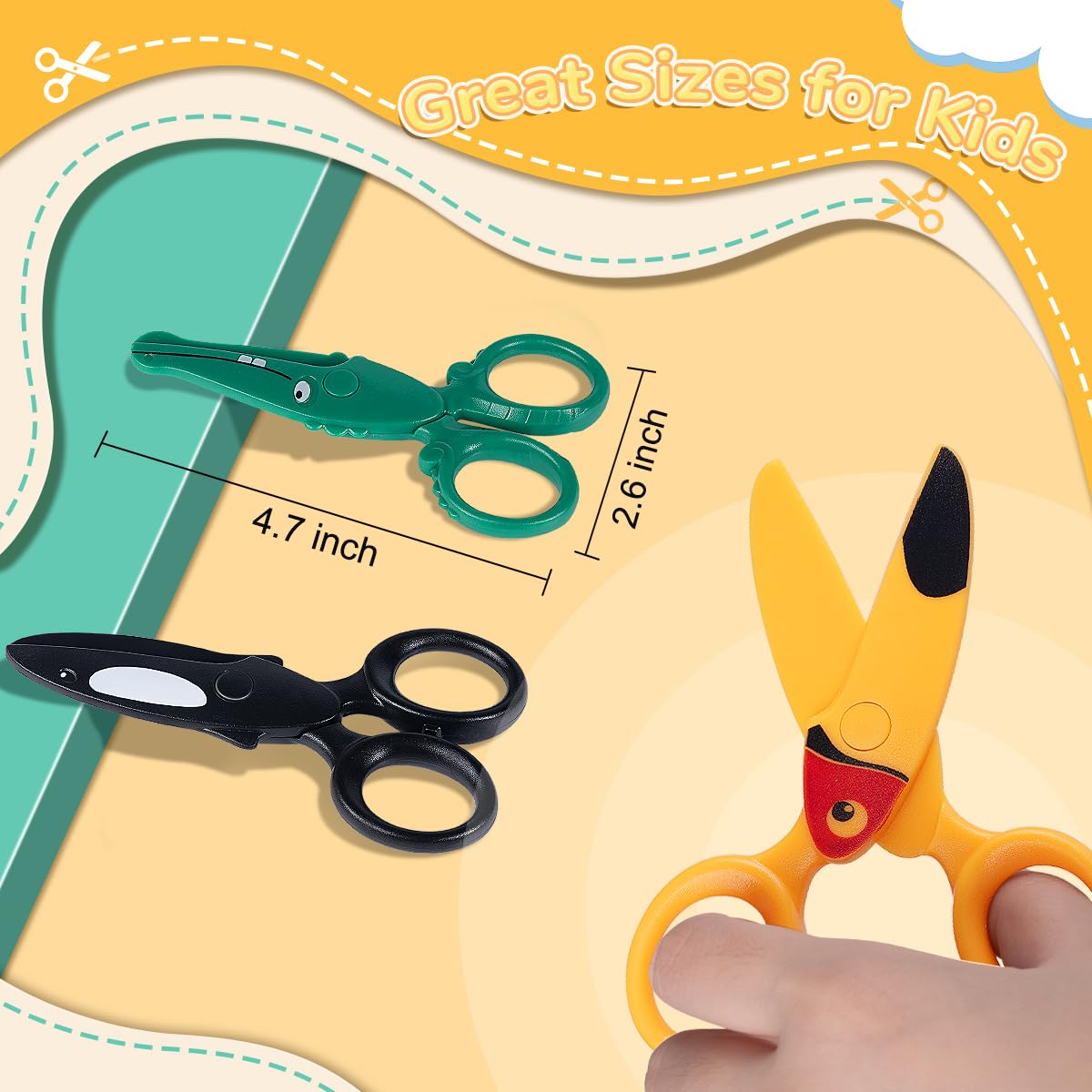 Sopito 3PCS Children Safety Scissors Toddler Craft Scissors Preschool Training for Kids Cutting Paper