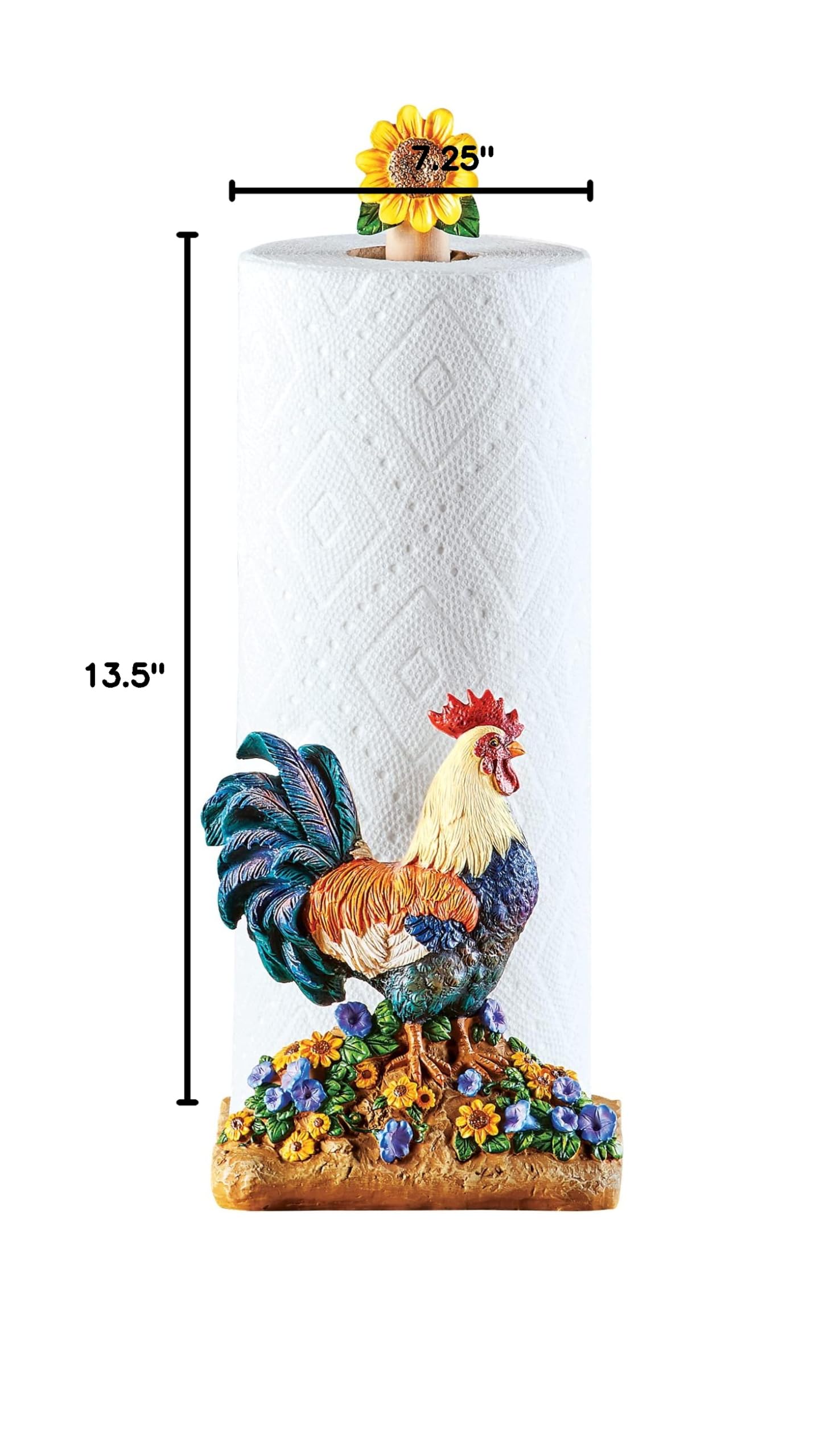 Collections Etc Rooster Country Charm Standard Paper Towel Holder