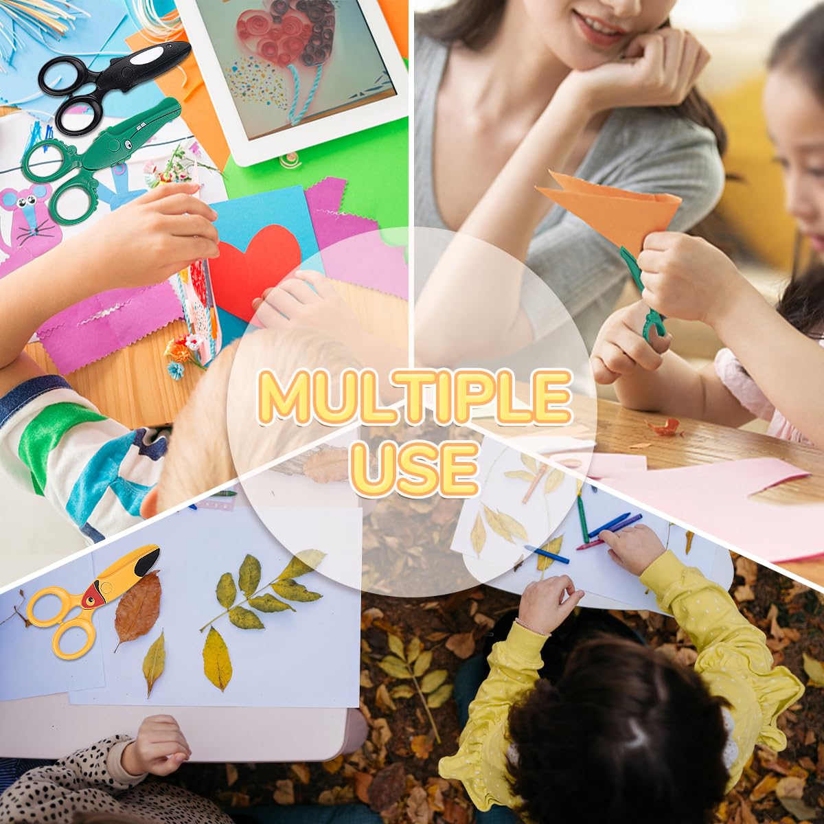 Sopito 3PCS Children Safety Scissors Toddler Craft Scissors Preschool Training for Kids Cutting Paper