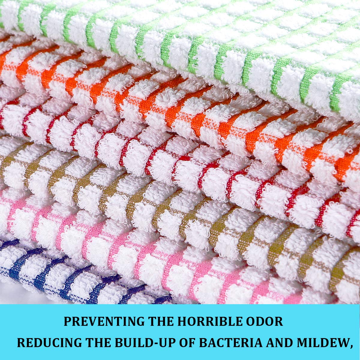 AOTBAT Kitchen Towels and Dishcloths Set, 16 x 25 and 12 x 12, Set of 12 Bulk Cotton Kitchen Towels Set, Dish Towels for Washing Dishes Dish Rags for Everyday Cooking and Baking