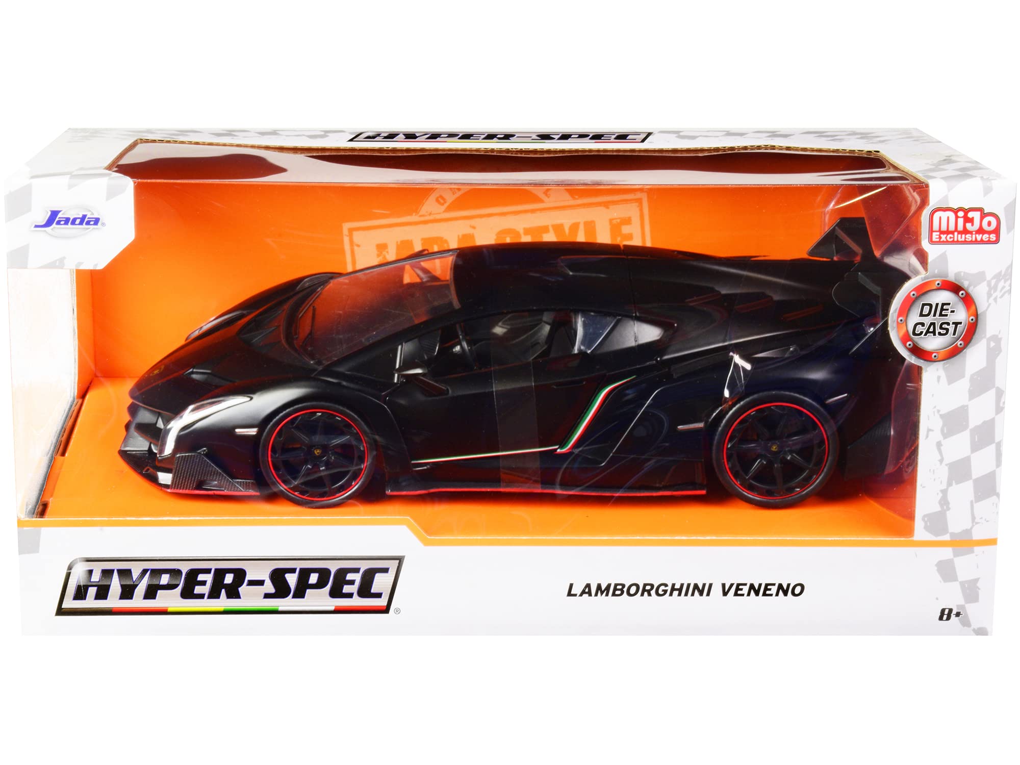 Lambo Veneno Matt Black Hyper-Spec Series 1/24 Diecast Model Car by Jada 33615