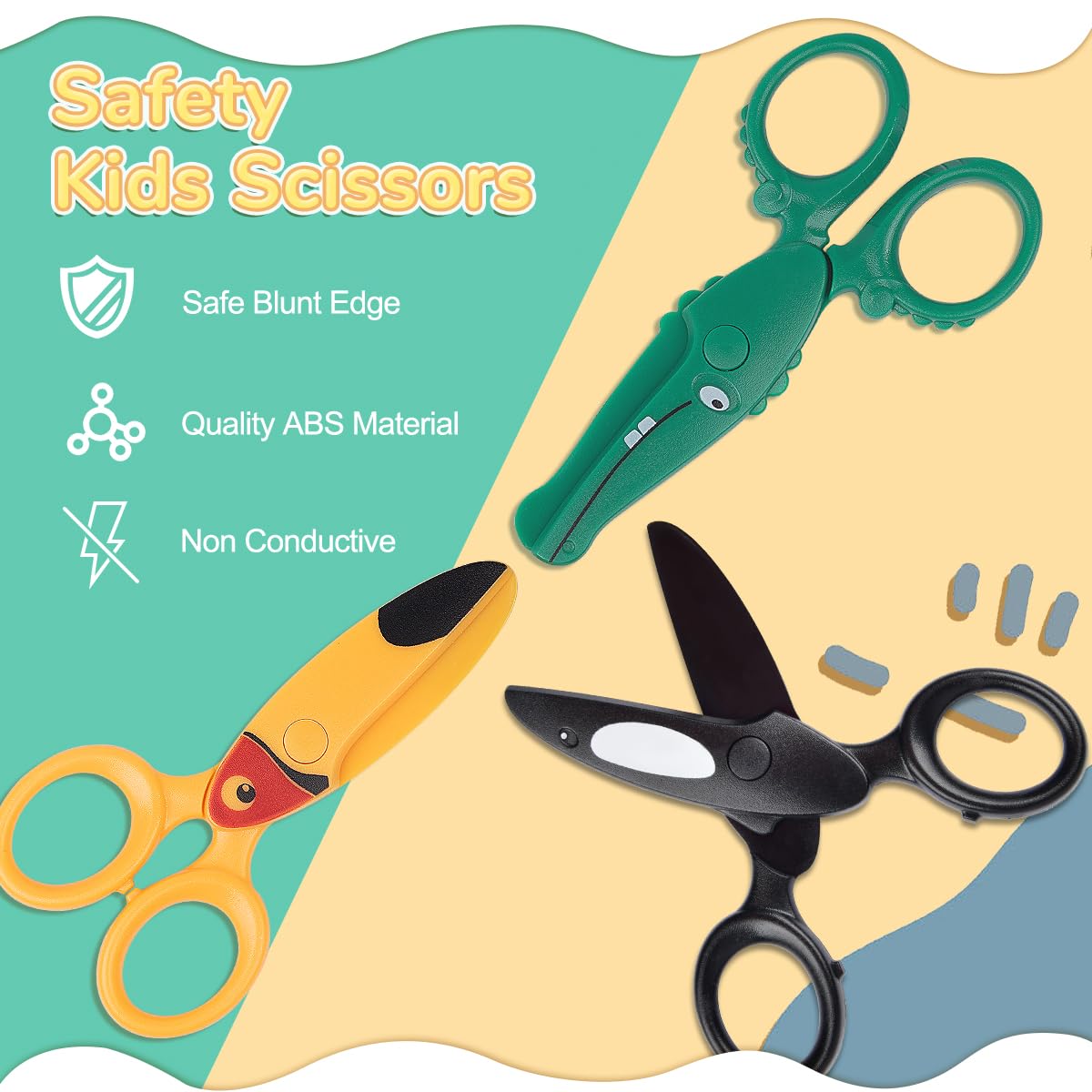 Sopito 3PCS Children Safety Scissors Toddler Craft Scissors Preschool Training for Kids Cutting Paper