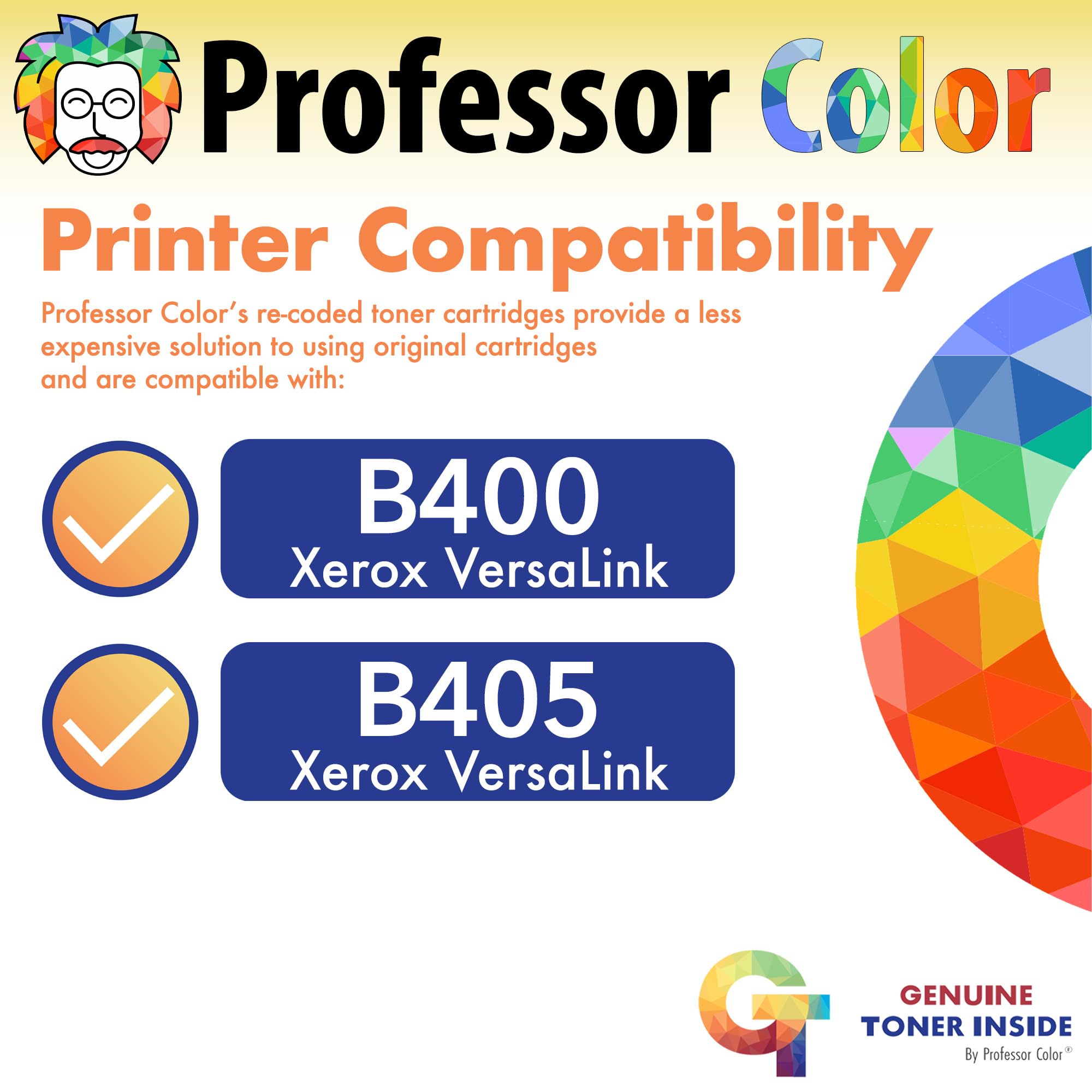 Professor Color Re-Coded OEM Toner Cartridge Replacement for Xerox VersaLink B400/B405 | 106R03584 - Extra High Capacity Black (24,600 Pages)