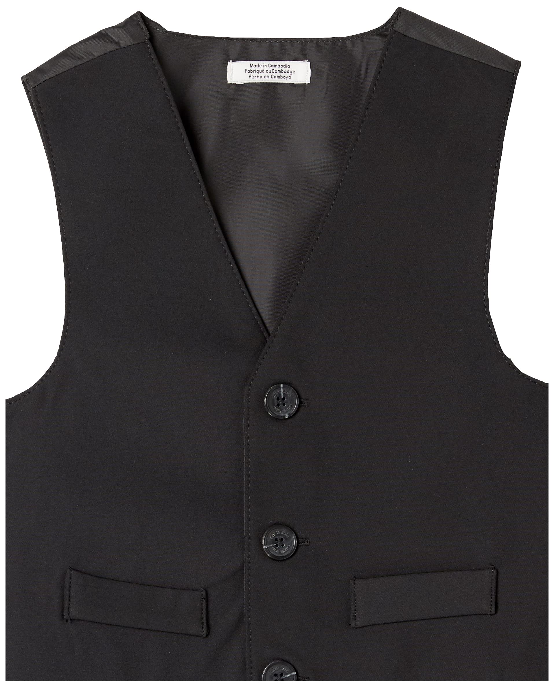 Calvin Klein Baby Boy's 4-Piece Formal Set, Includes Dress Shirt with Bow Tie, Suit Vest & Dress Pants, Black Performance
