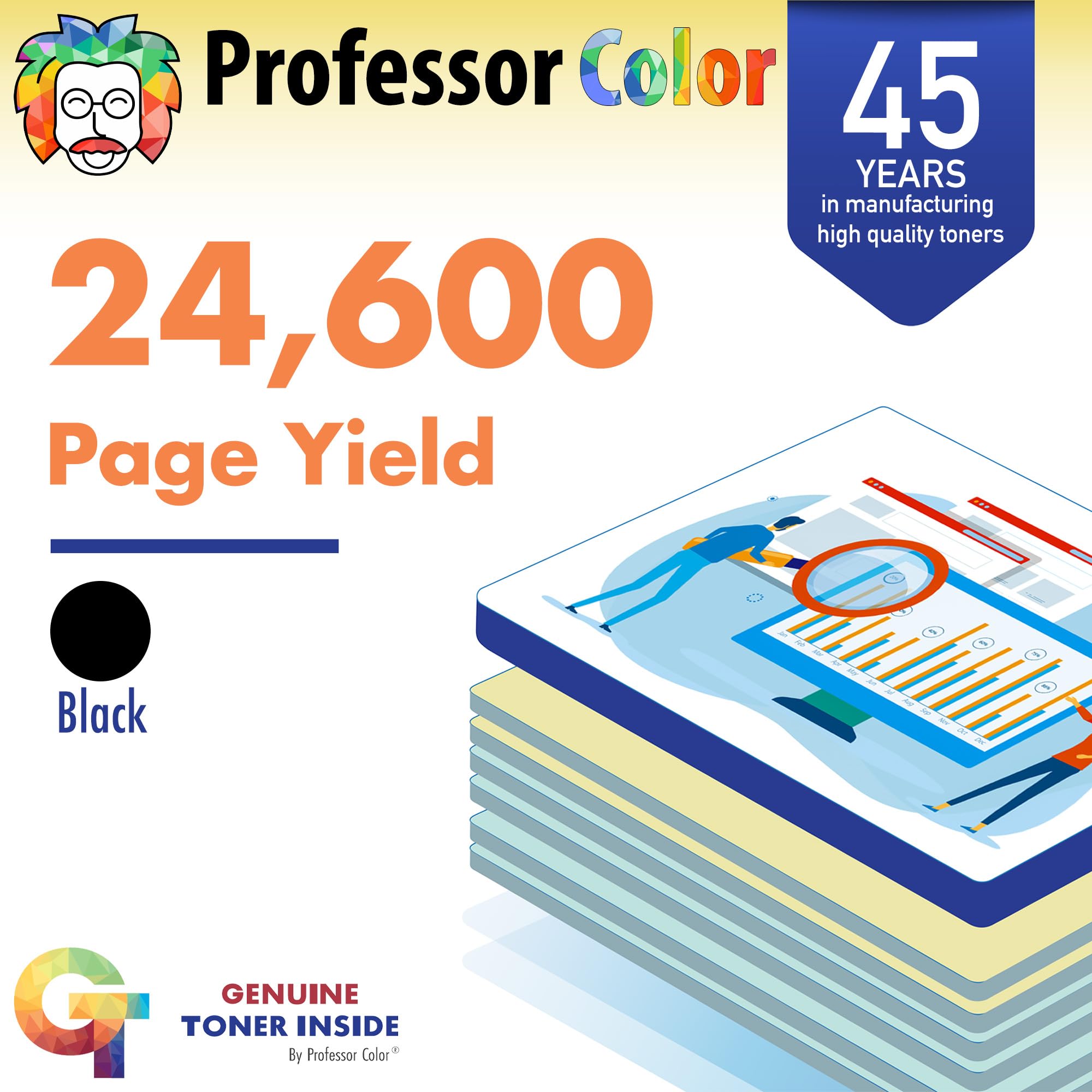 Professor Color Re-Coded OEM Toner Cartridge Replacement for Xerox VersaLink B400/B405 | 106R03584 - Extra High Capacity Black (24,600 Pages)