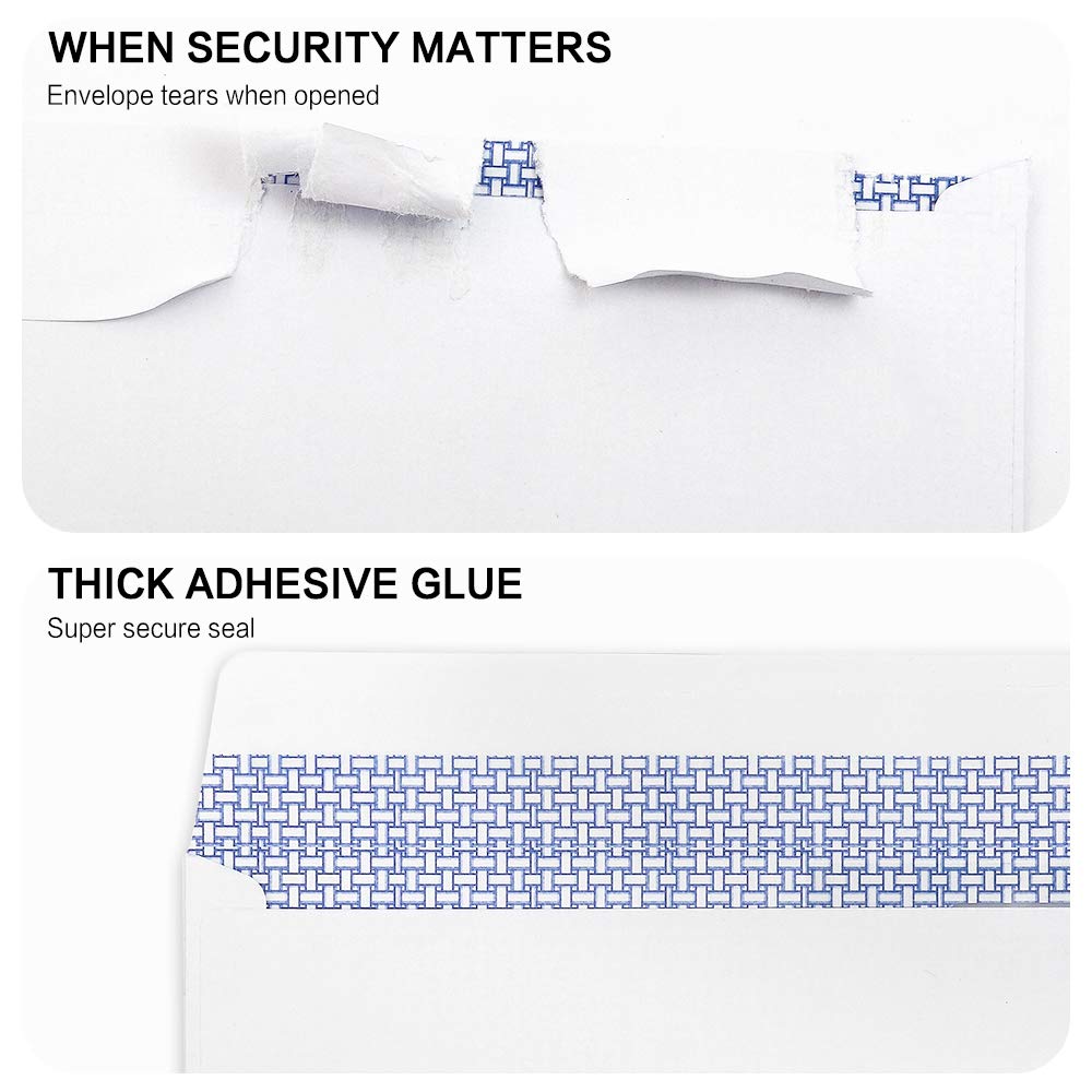 #8 Double Window Security Check Envelopes, No.8 Double Window Bussiness Envelopes Designed for QuickBooks Checks - Computer Printed Checks - 3 5/8 X 8 11/16 (NOT for INVOICES) - 24 LB - 500 Count