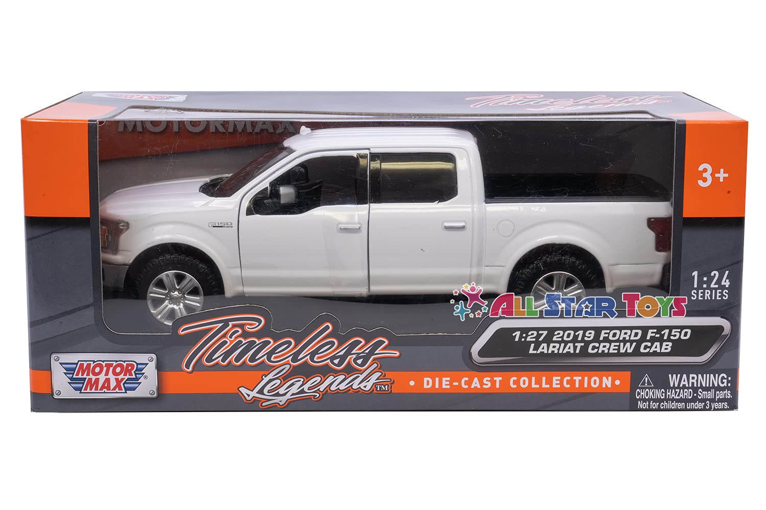 Motor Max 2019 Ford F-150 Lariat Crew Cab Pickup Truck, White 79363WH - 1/27 Scale Diecast Model Toy Car