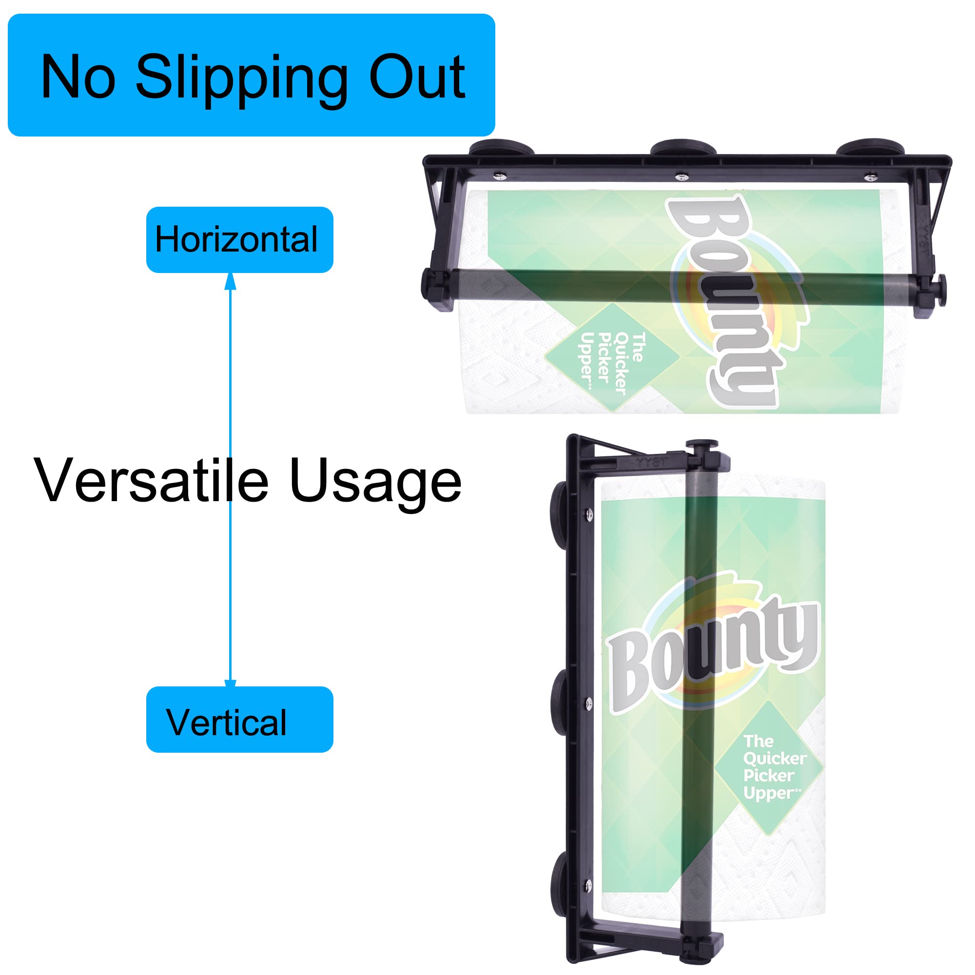 YYST Magnetic Paper Towel Holder Paper Roll Holder Rack Towel Bar Paper Dispenser for Kitchen Refrigerator, Dryer, Grill, Garage, Toolbox,Work Bench, Metal Cabinet,BBQ (Black, 1)