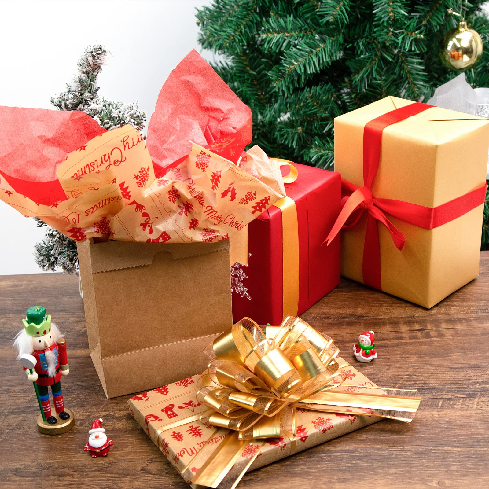 Shindel Christmas Tissue Paper Gift Wrapping Paper, 64 Sheets Assorted Holiday Wrapping Paper for Gift Boxes Wrapping and Christmas Party Decorations, 28 x 20 Inch