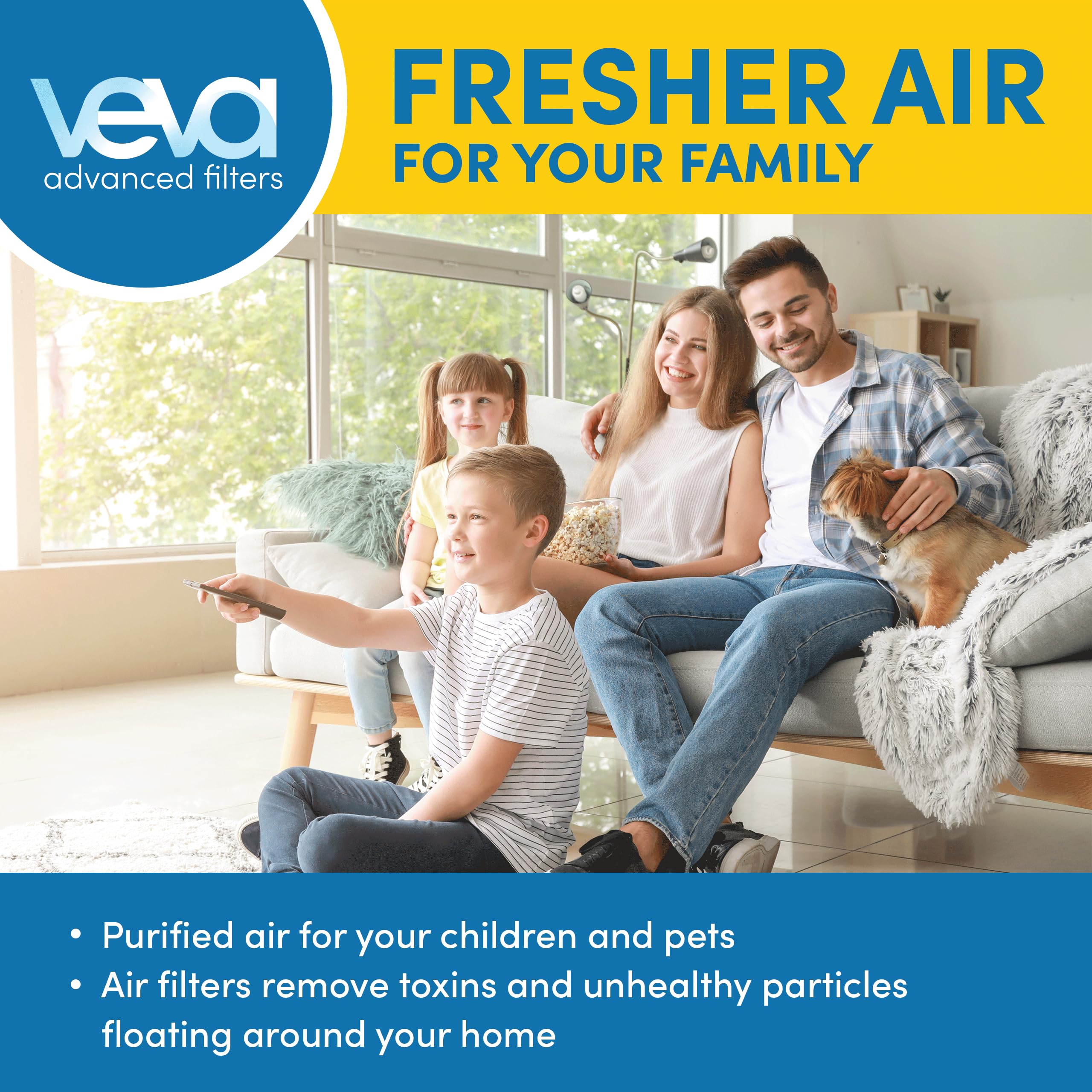 Veva HEPA Filter B Replacement, Compatible with Germ Guardian FLT4825 HEPA, AC4900CA, AC4825, AC4850PT, AC4820, Pack of 2 HEPA Filter / 8 Carbon Pre-Filters for GermGuardian Filter B