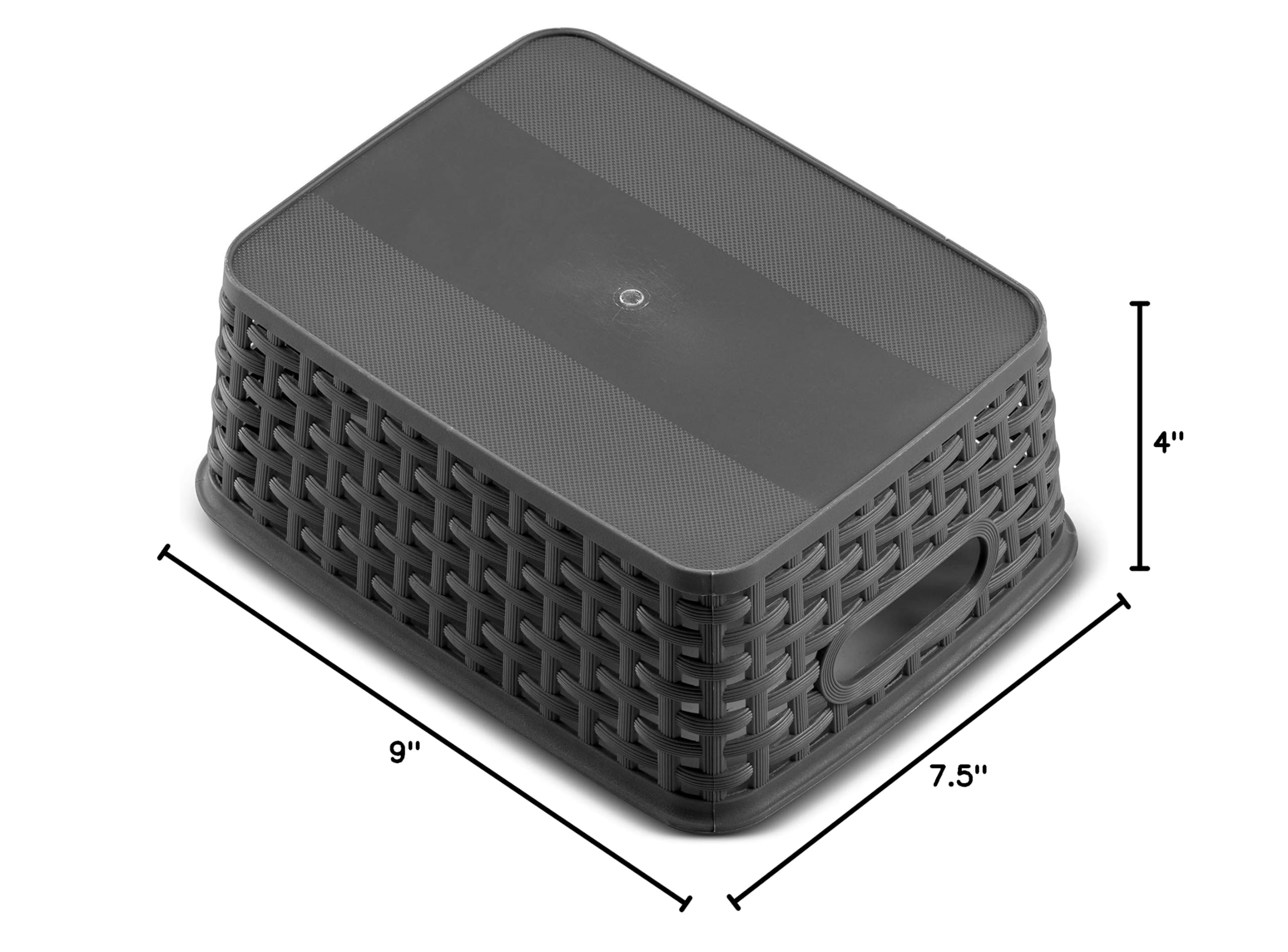 Set of 6 Plastic Storage Baskets - Small Pantry Organizer Basket Bins - Household Organizers with Cutout Handles for Kitchen Organization, Countertops, Cabinets, Bedrooms, and Bathrooms