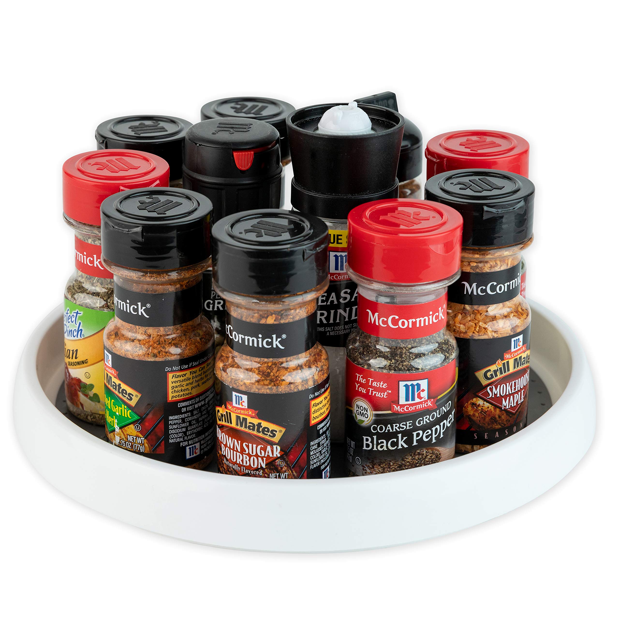 Homeries Lazy Susan Turntable (12 Inches) - Single Round Rotating Kitchen Spice Organizer for Cabinets, Pantry, Bathroom, Refrigerator - Non-Skid Surface & Rimmed Edge 2 Pack